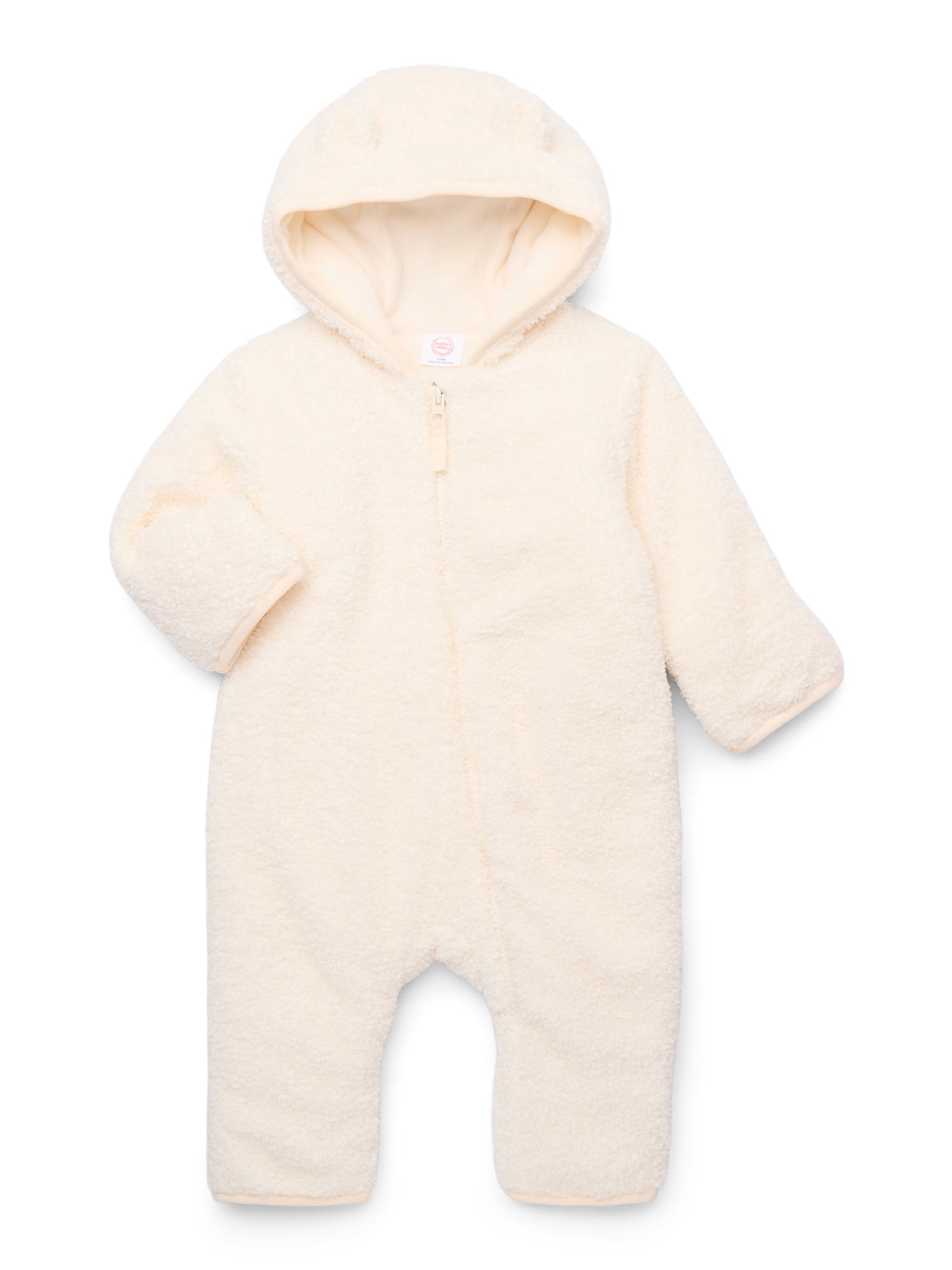 Wonder Nation Baby Teddy Fleece Pram with Hood, Sizes 0M-9M - Walmart.com