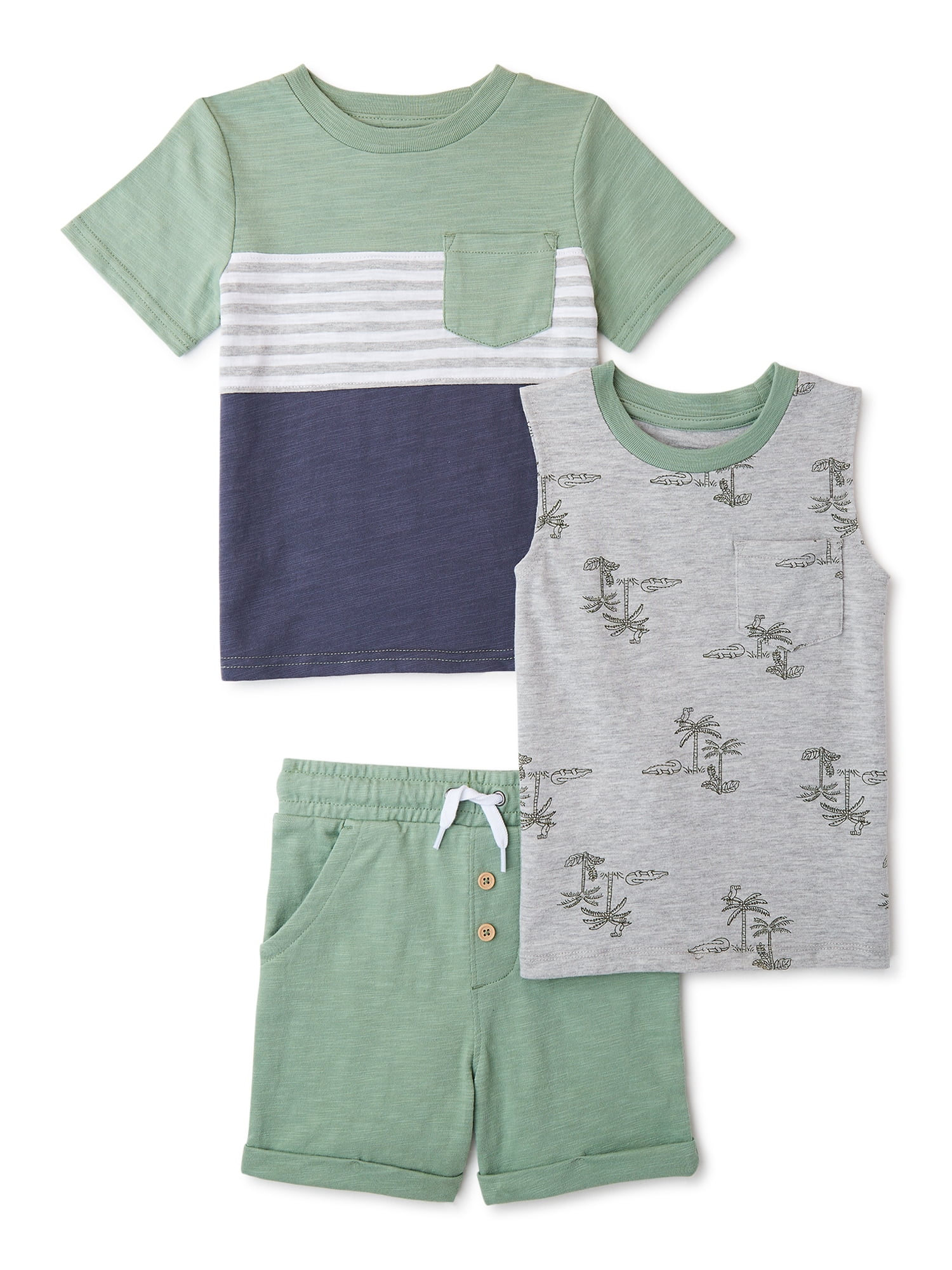 Wonder Nation Baby Toddler Boys 3-Piece T-Shirt Tank Shorts Set Sizes 12M-5T - Walmart.com