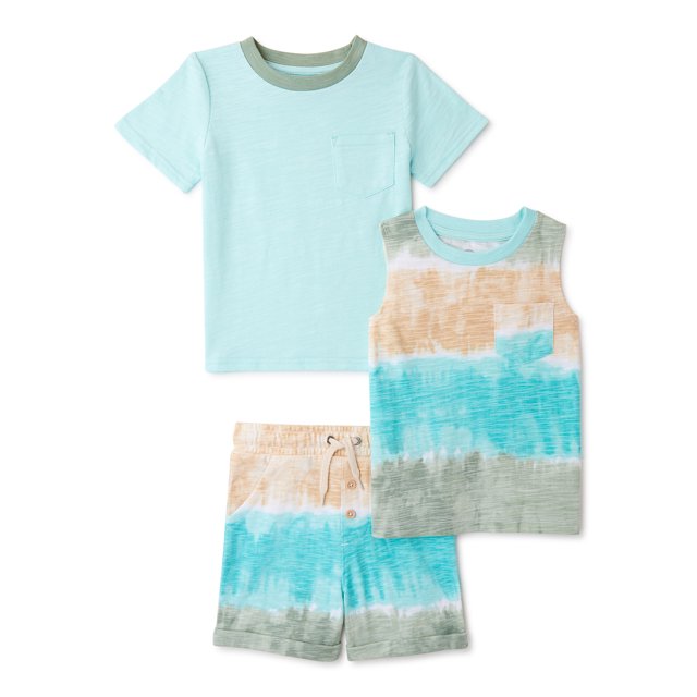 Wonder Nation Baby and Toddler Boy T-Shirt, Tank Top and Shorts Outfit Set, 3-Piece, Sizes 12M ...