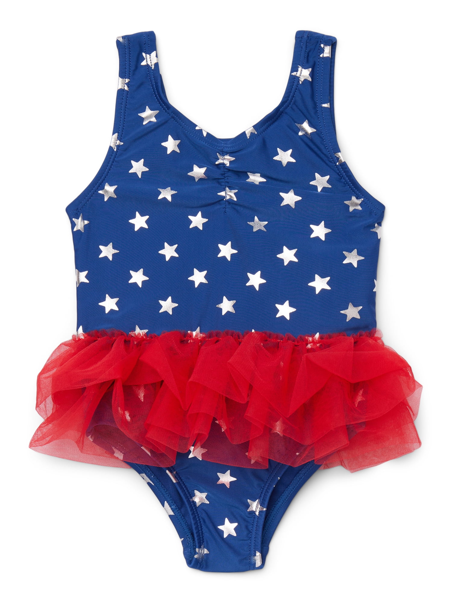Wonder Nation Baby and Toddler Girls Foil Star Print Swim One-Piece ...