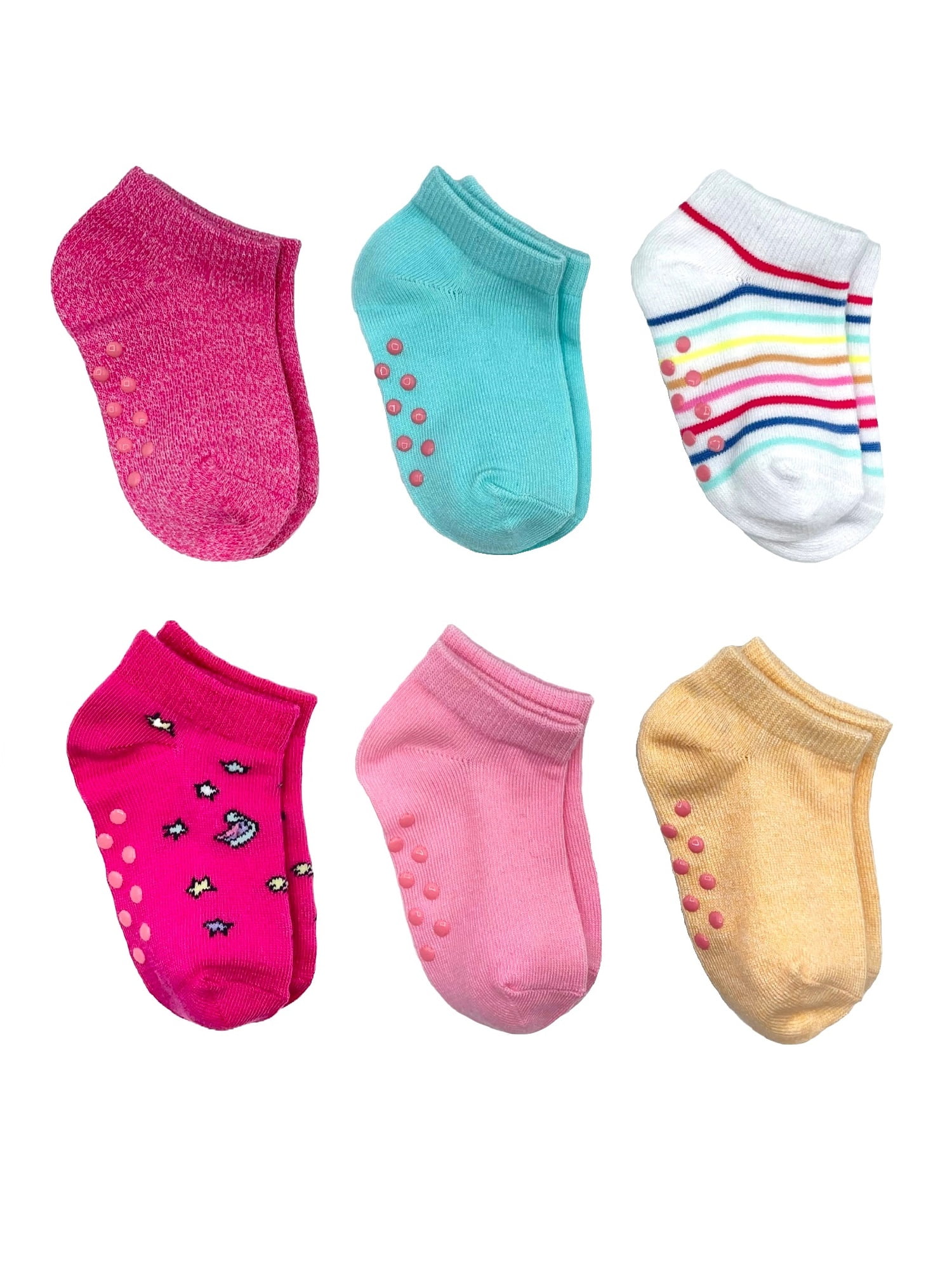 Wonder Nation Baby Toddler Girl Ankle Socks 6-Pack Sizes 0-18 Months ...