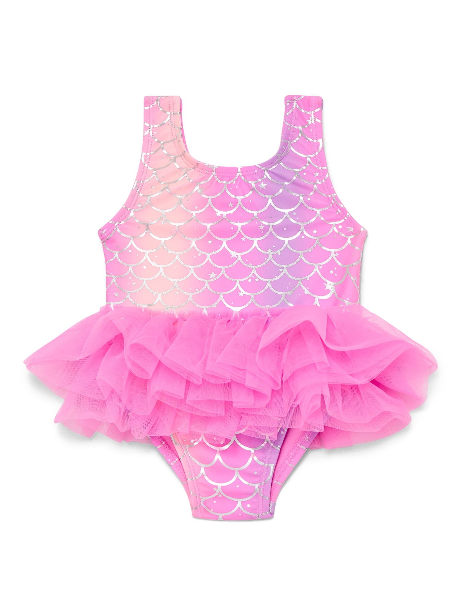Wonder Nation Baby and Toddler Girls Mermaid Tutu One Piece Swimsuit ...