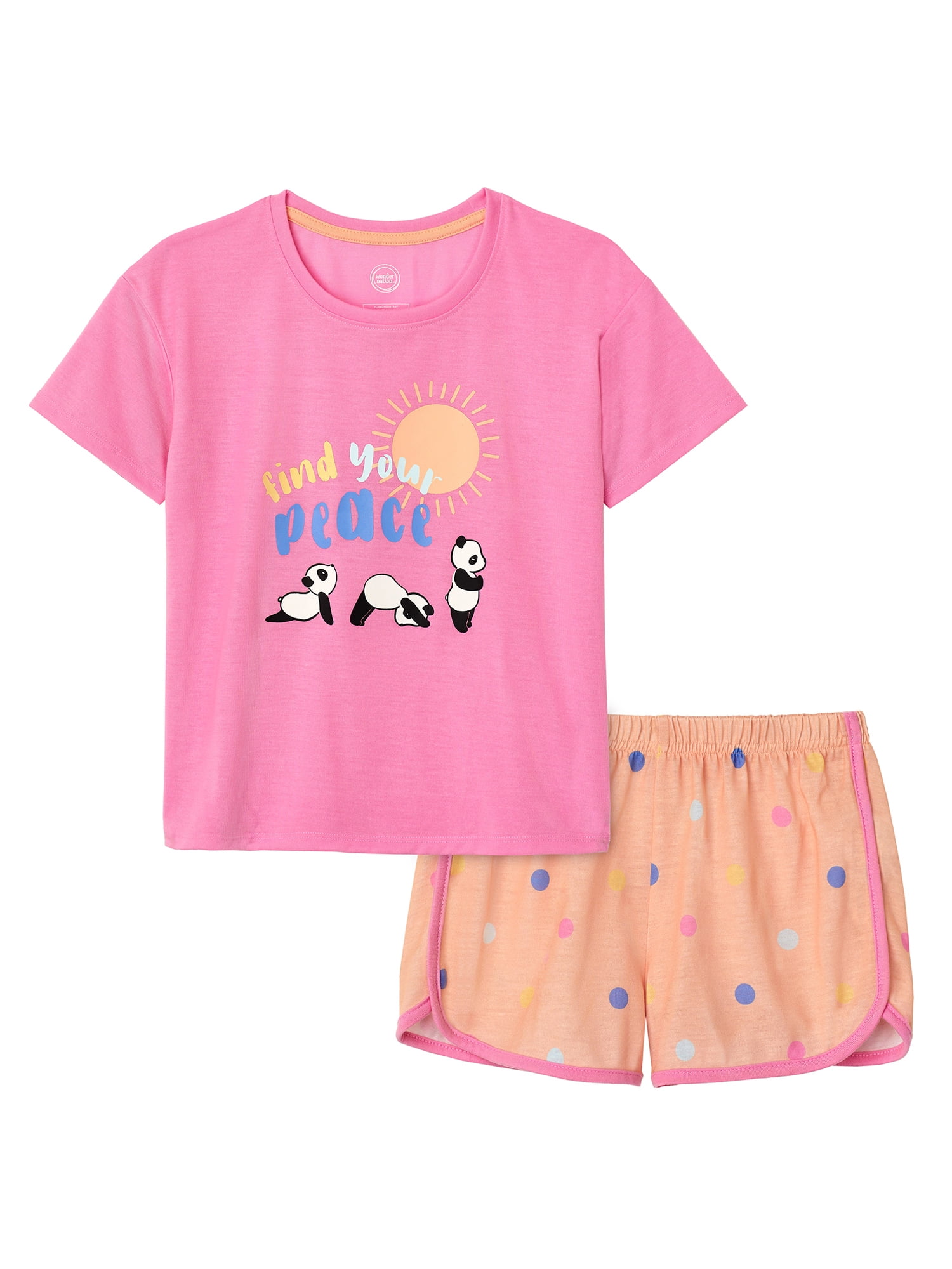 Wonder Nation Baby and Toddler Girl Poly Pajama Set, 2-Piece, Sizes 12M-5T - Walmart.com
