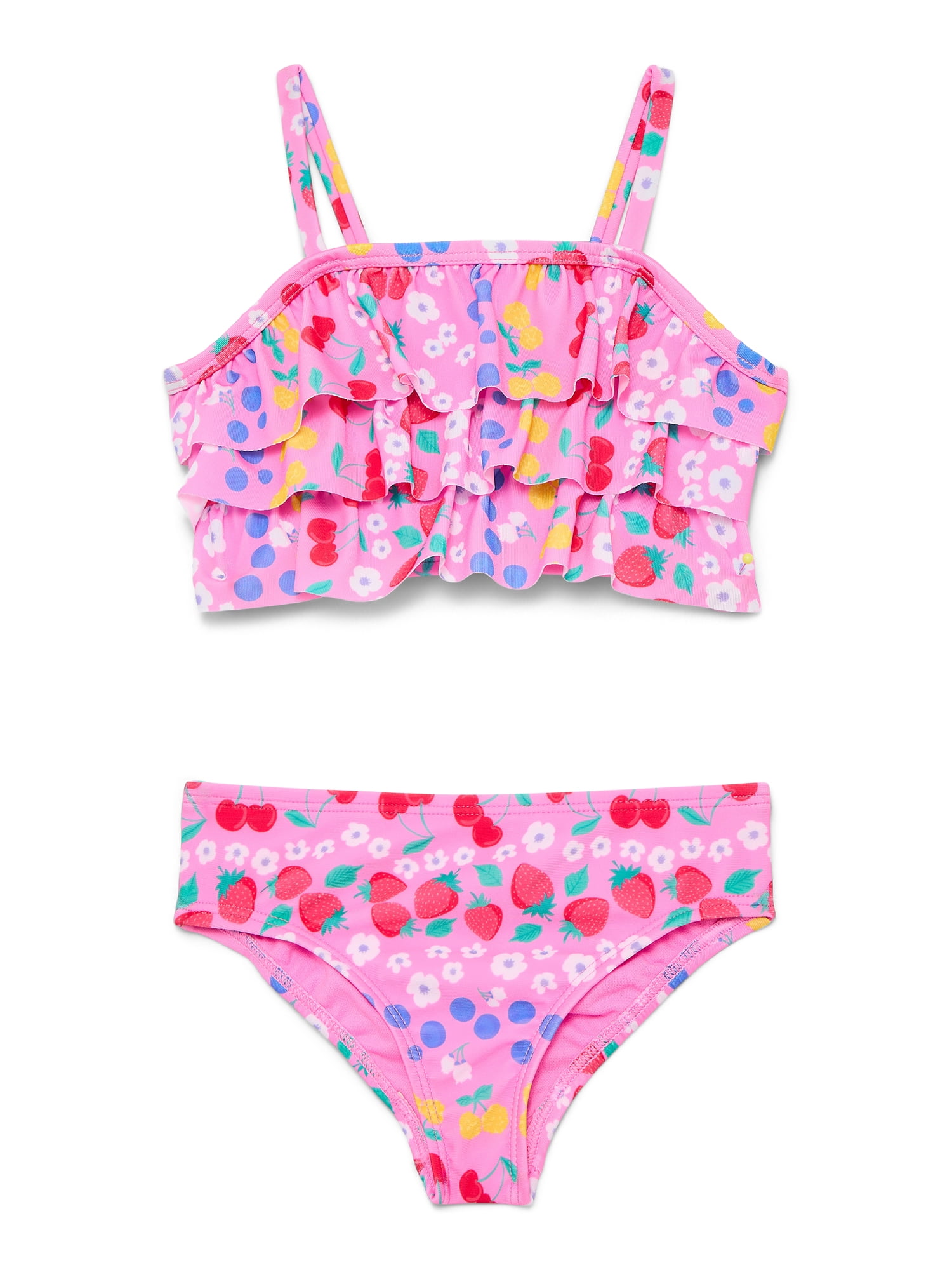 Wonder Nation Baby and Toddler Girl Ruffle Layered Bikini Swimsuit, 2 ...