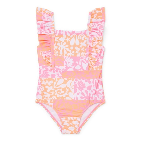 Wonder Nation Baby and Toddler Girls Flamingo Ruffle One Piece Swimsuit ...