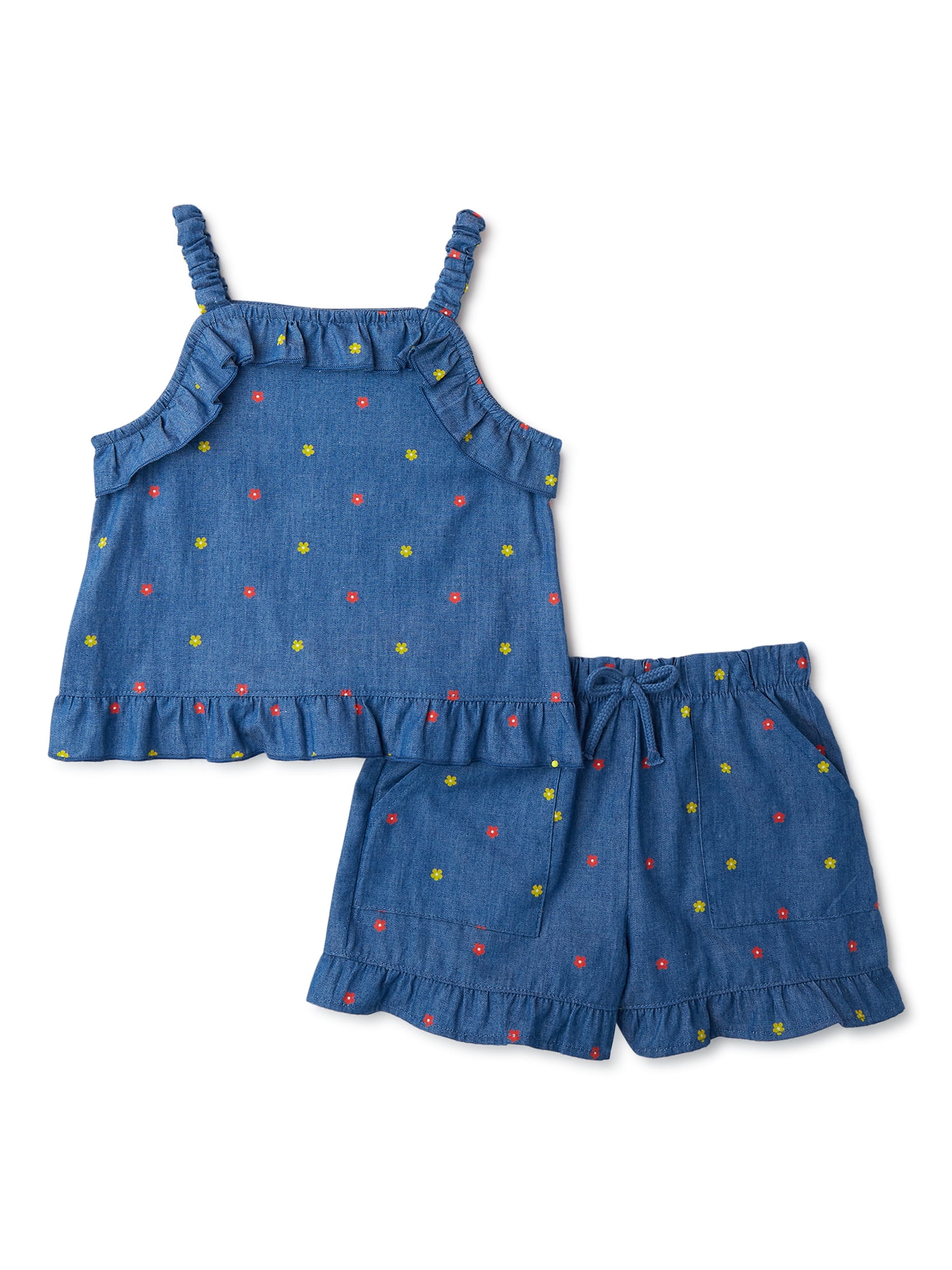 Wonder Nation Baby and Toddler Girl Tank and Shorts Outfit Set, 2-Piece, Sizes 12 Months-5T ...