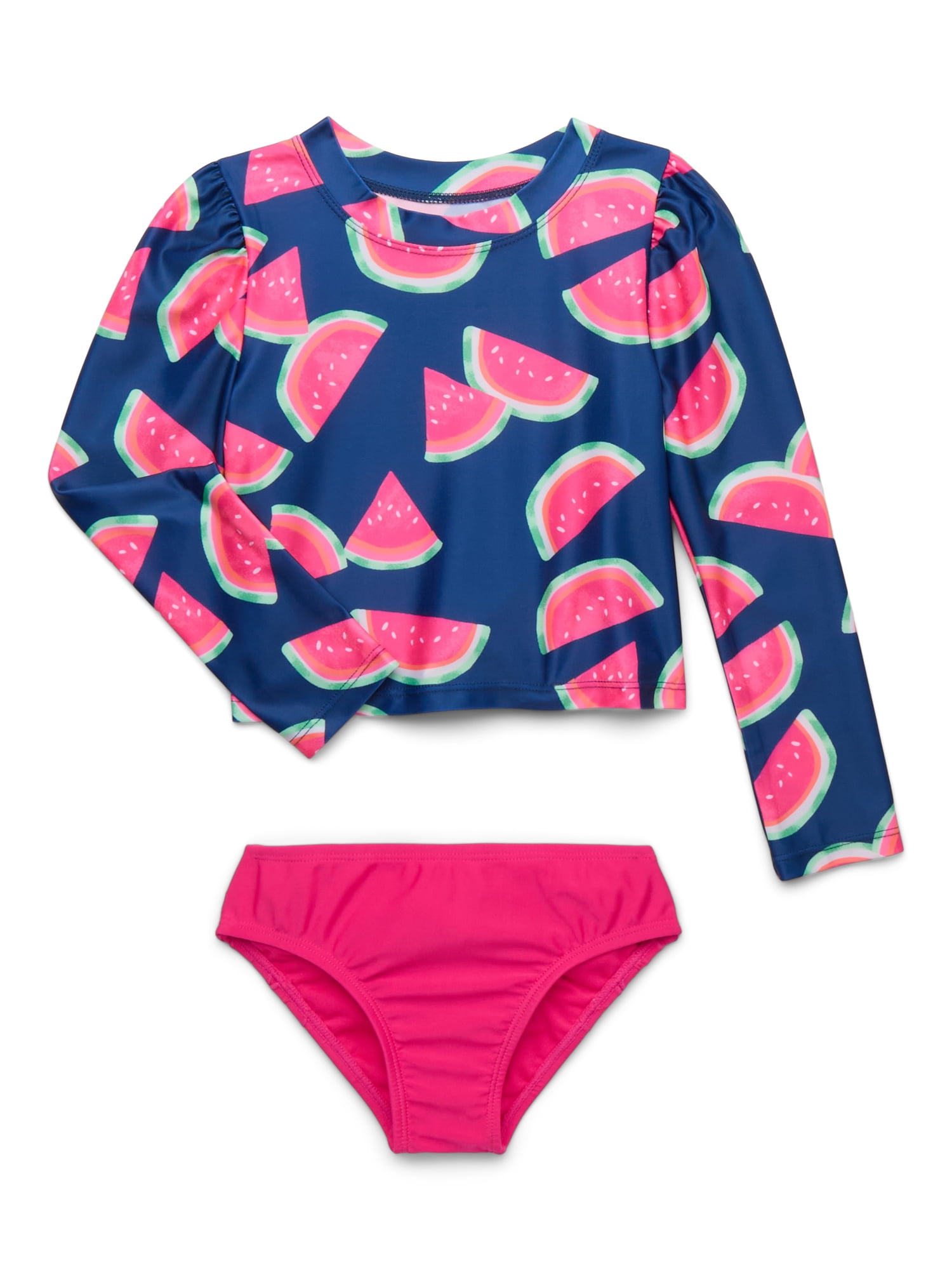 Wonder Nation Baby and Toddler Girls' Long Sleeve Rash Guard Bikini Set ...