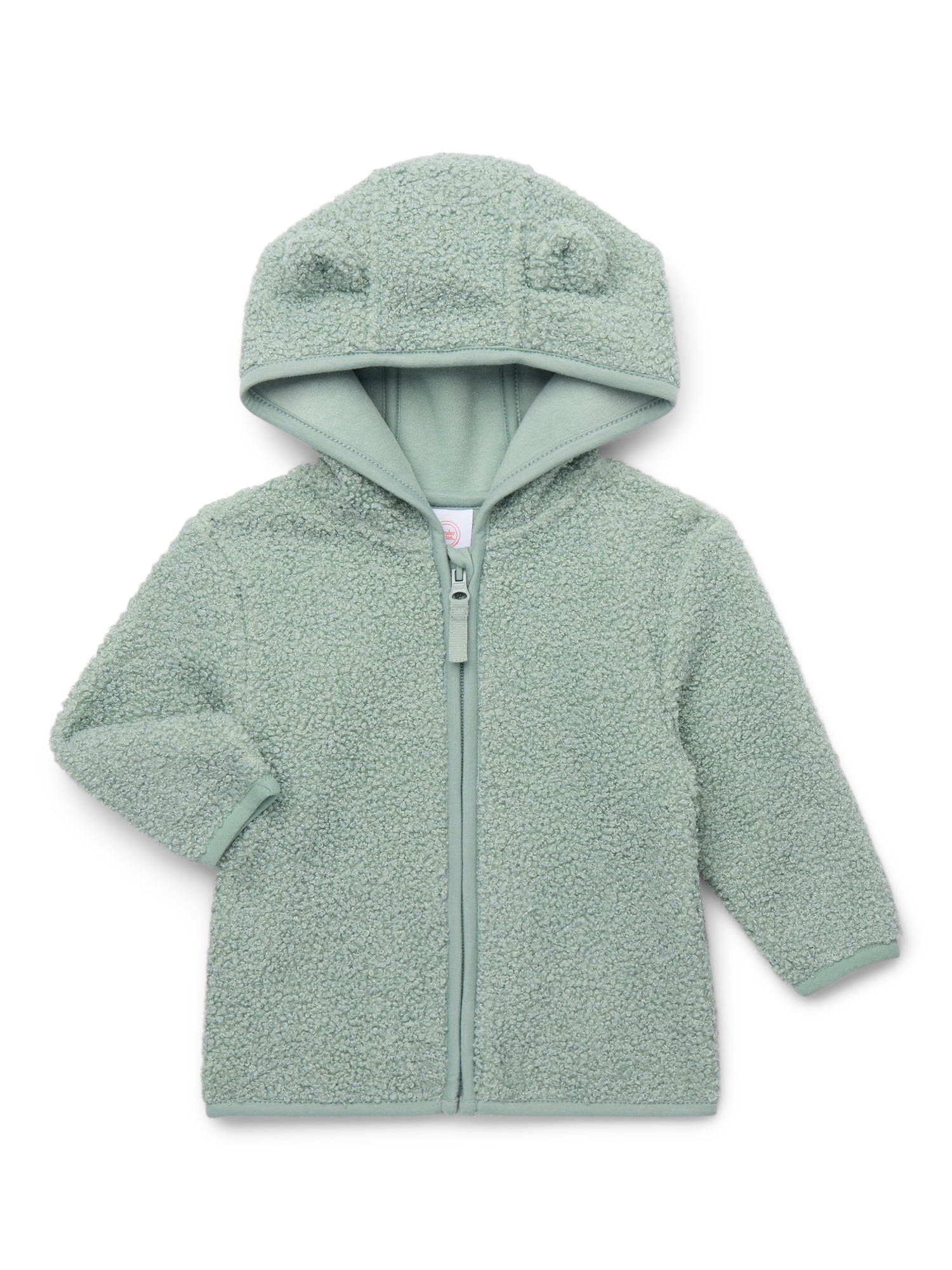 Wonder Nation Baby and Toddler Teddy Fleece Jacket with Hood, Sizes 12M ...