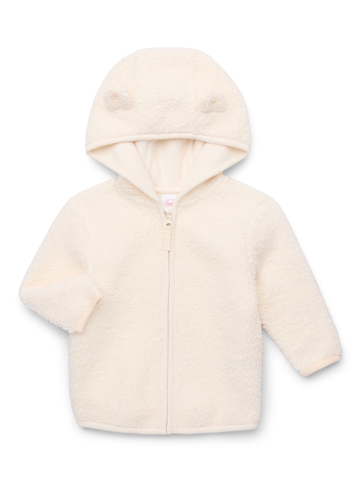 Wonder Nation Baby and Toddler Teddy Fleece Jacket with Hood, Sizes 12M ...
