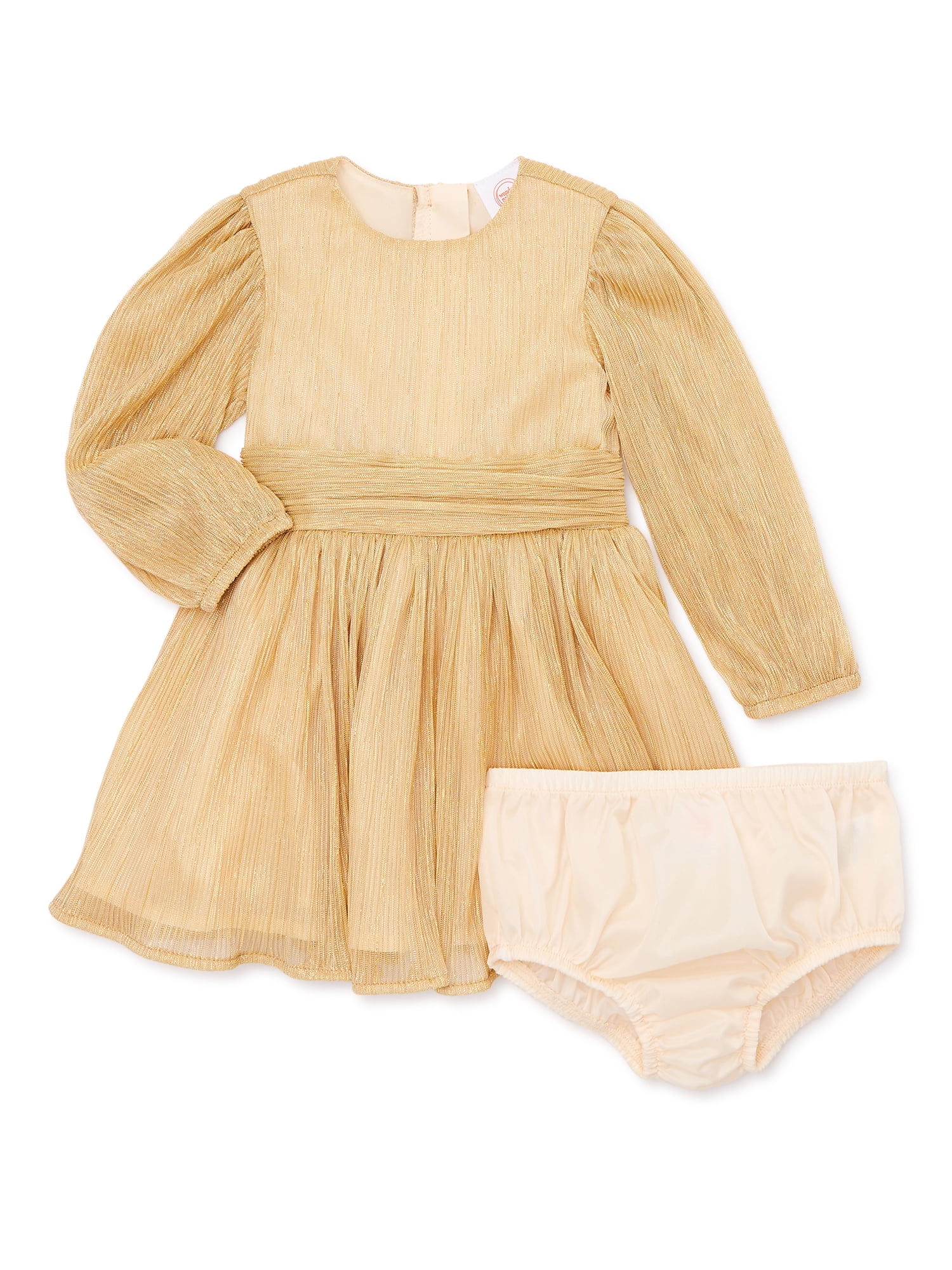 Wonder Nation Girls Holiday Dress with Diaper Cover, Mesh Taffeta ...