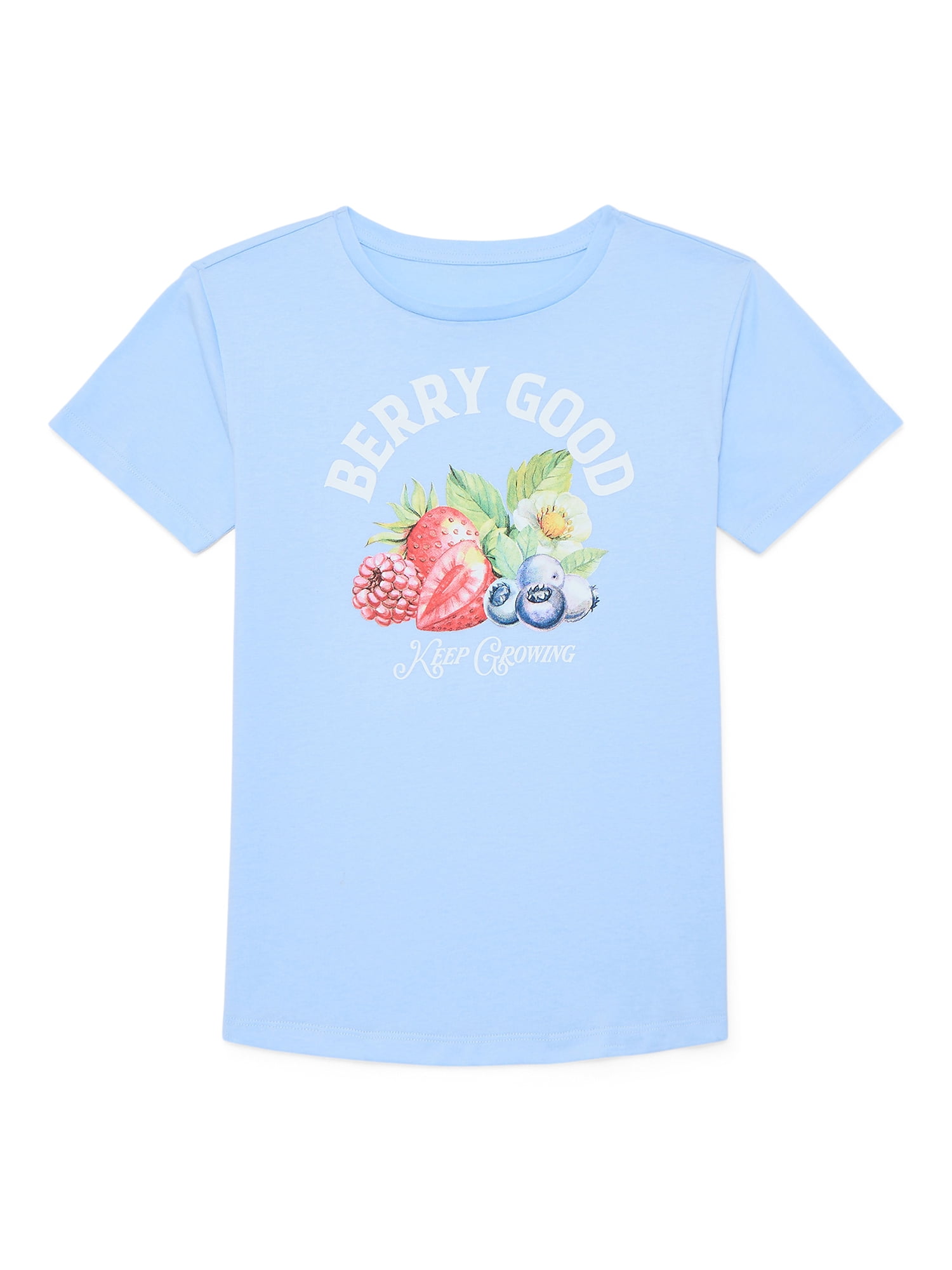 Wonder Nation Girls Berry Good Graphic T-Shirt with Short Sleeves ...