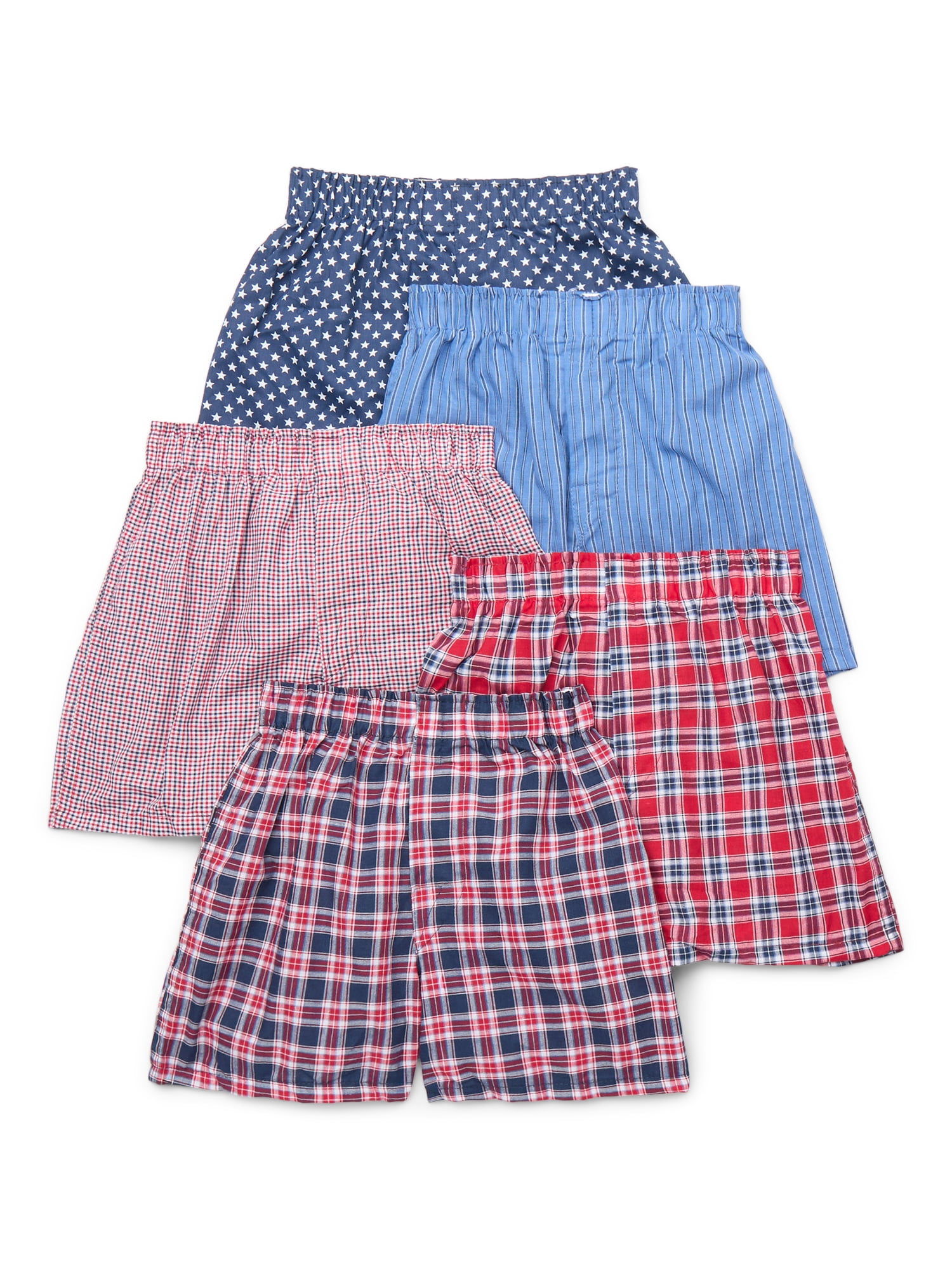 Wonder Nation Boys Plaid Woven Boxers, 5-Pack, Sizes S-XL - Walmart.com