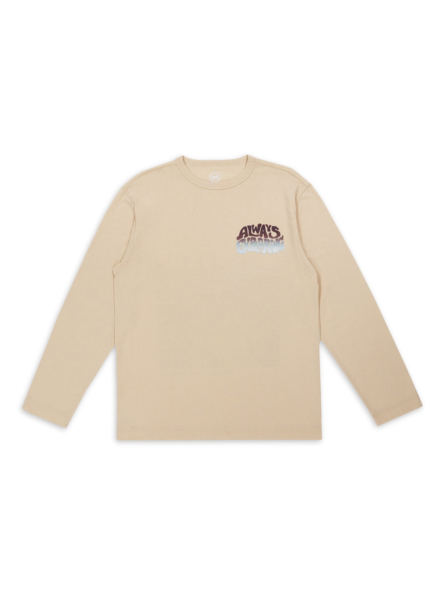 Wonder Nation Boy's Long Sleeve Elevated Graphic T-Shirt, Sizes 4-18 & Husky - Walmart.com