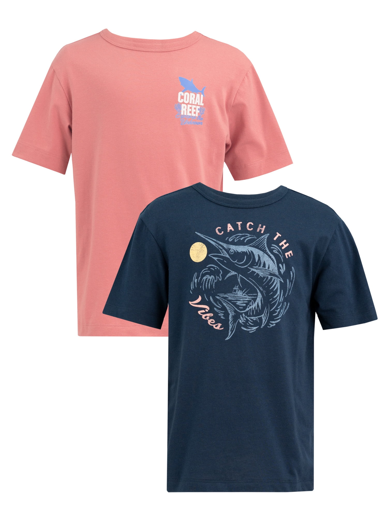 Wonder Nation Boy's Short Sleeve Elevated Graphic T-Shirt 2-Pack, Sizes ...