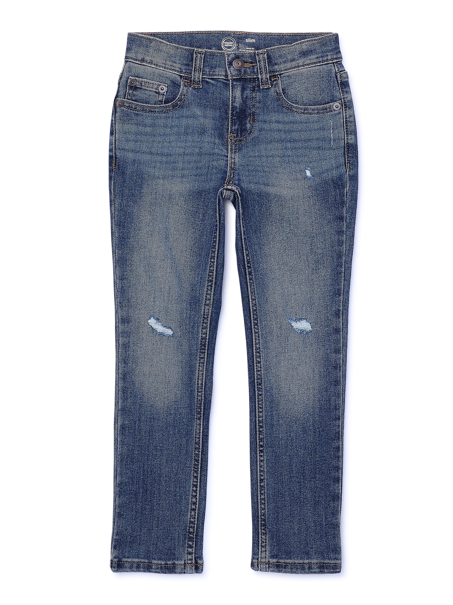 Wonder Nation Boys Slim Fit Rip & Repair Denim Jeans Sizes 4-18 Husky ...