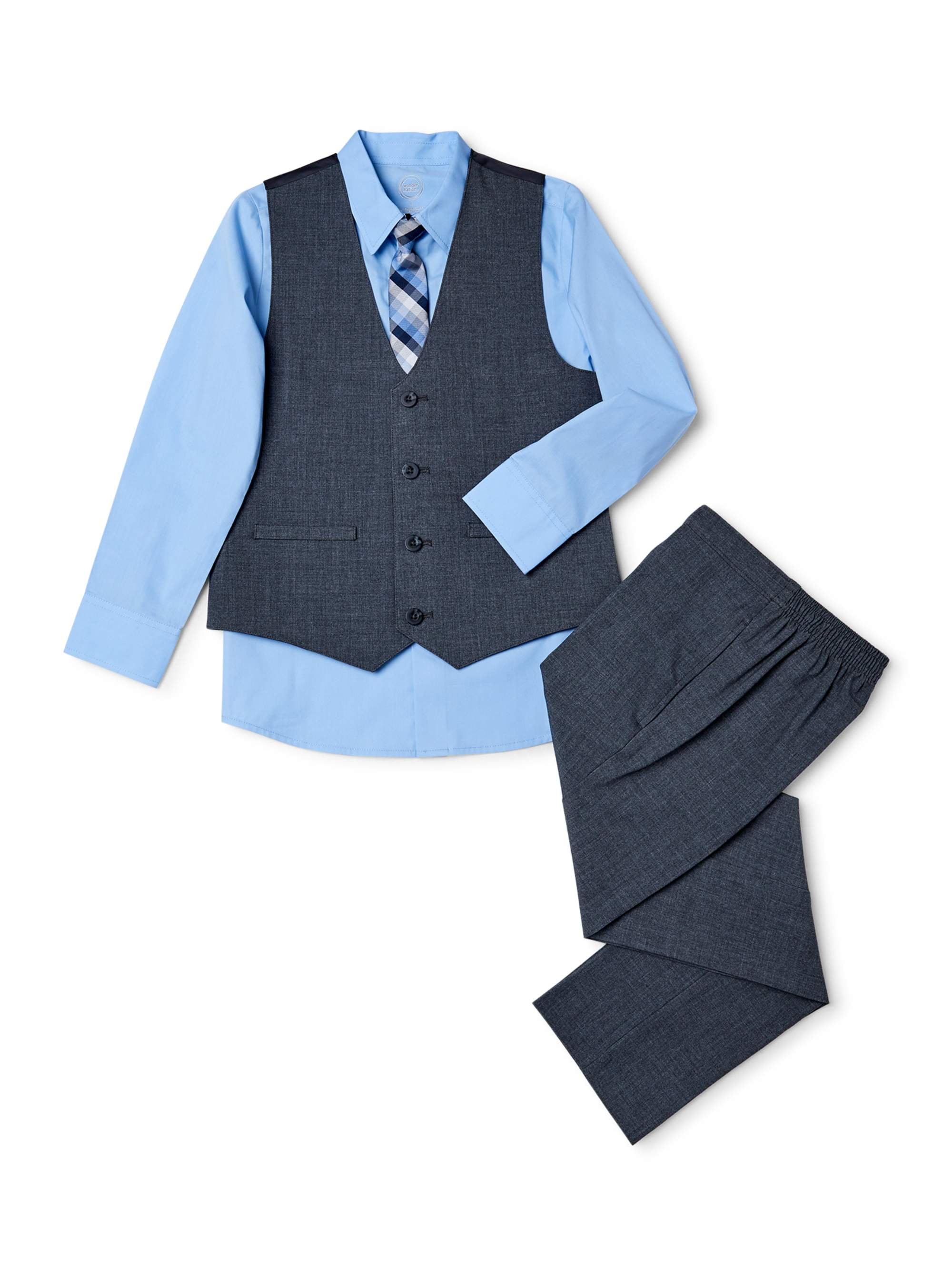 Wonder Nation Boys 4-14 & Husky Suit Set with Vest , Button-up Shirt ...