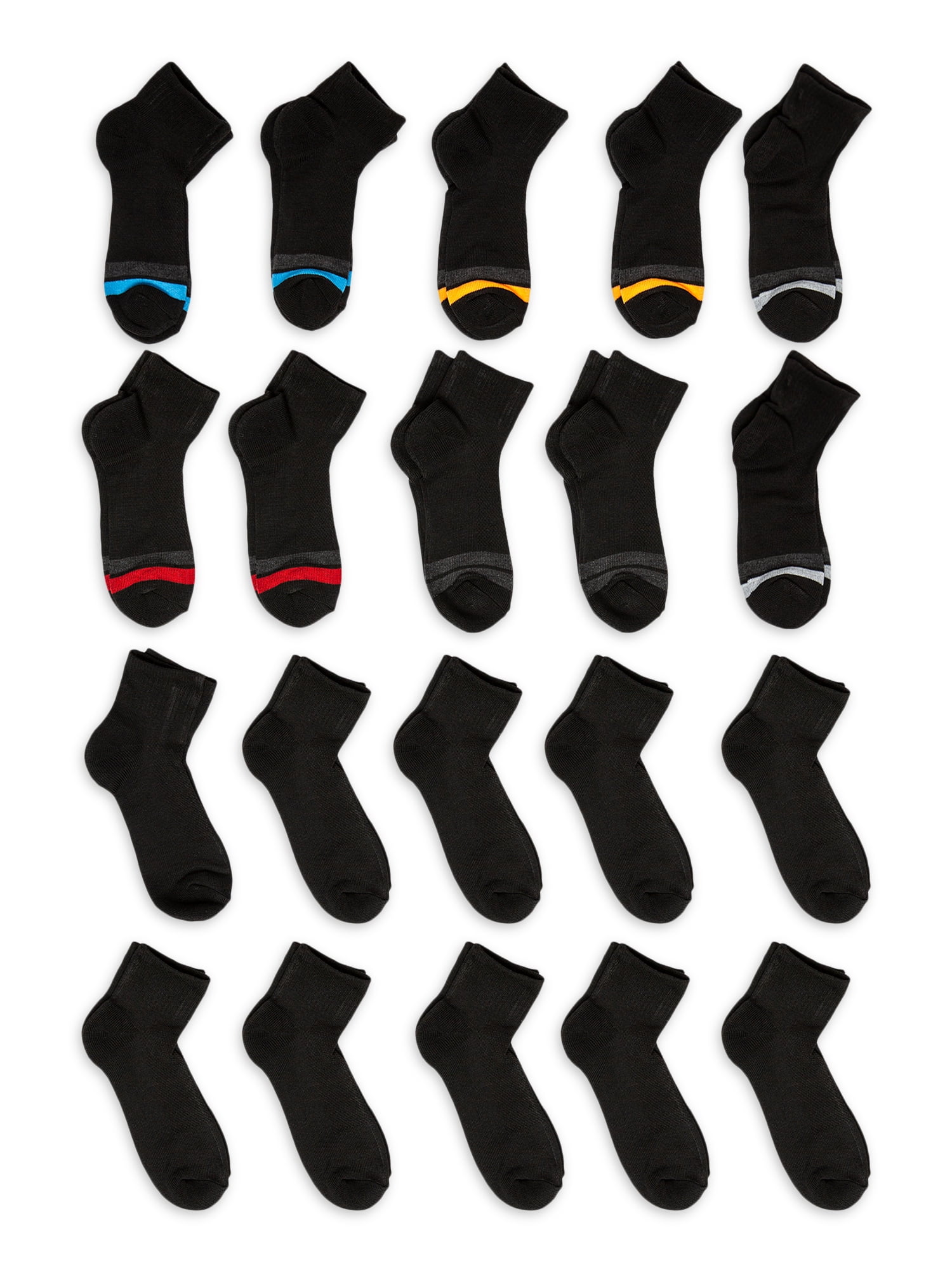 Wonder Nation Boys Ankle Socks, 20-Pack, Sizes S (6-10.5) - L (4-10 ...