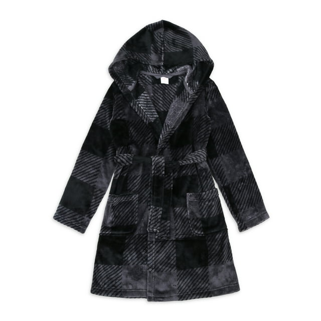 Wonder Nation Boys Black Check Robe, Sizes 4-18 & Husky - Walmart.com