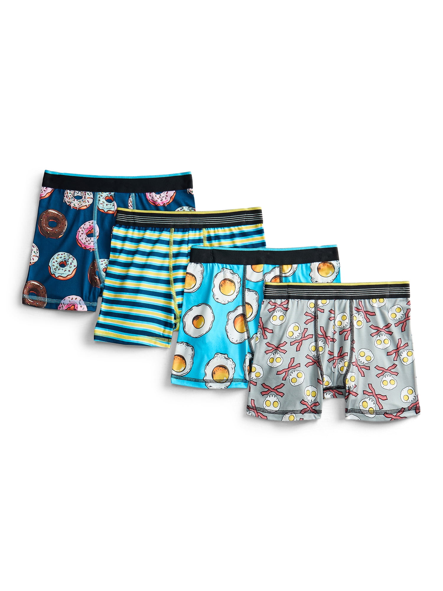 Wonder Nation Boys Boxer Brief Breakfast Underwear, 4-Pack, Sizes S-XL ...