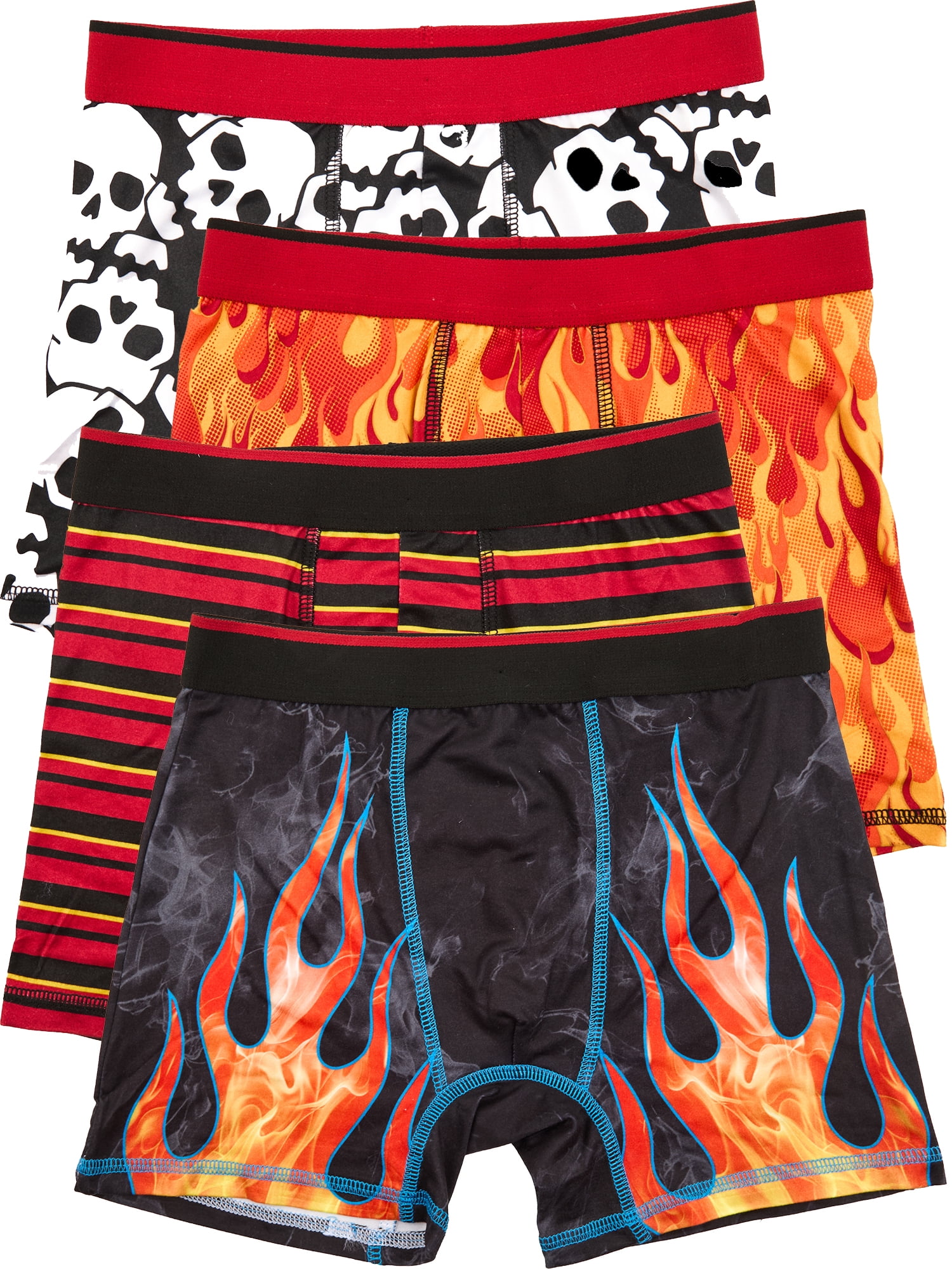 Wonder Nation Boys Boxer Brief Flames 4-Pack Comfortable Breathable ...