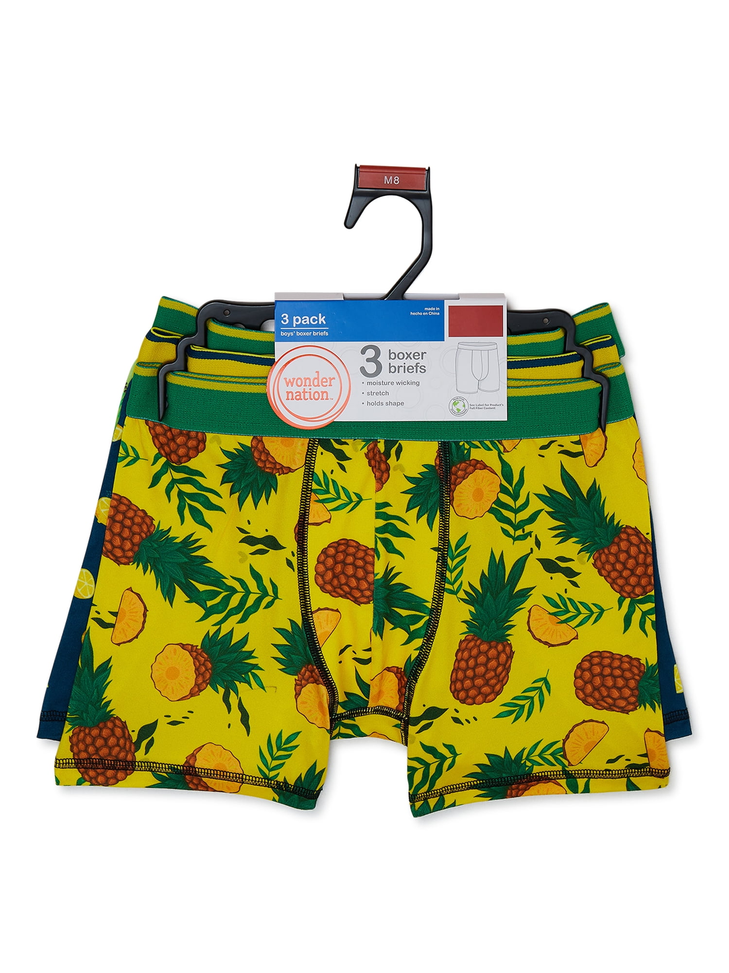 Wonder Nation Boys Boxer Brief Fruit Underwear, 3-Pack, Sizes S-XL ...