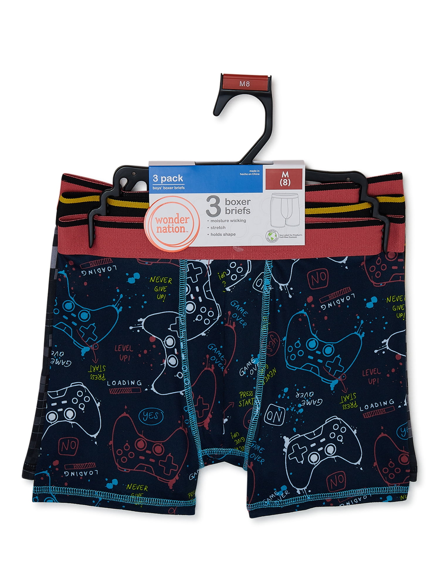 Wonder Nation Boys Boxer Brief Gaming Underwear, 3-Pack, Sizes S-XL ...