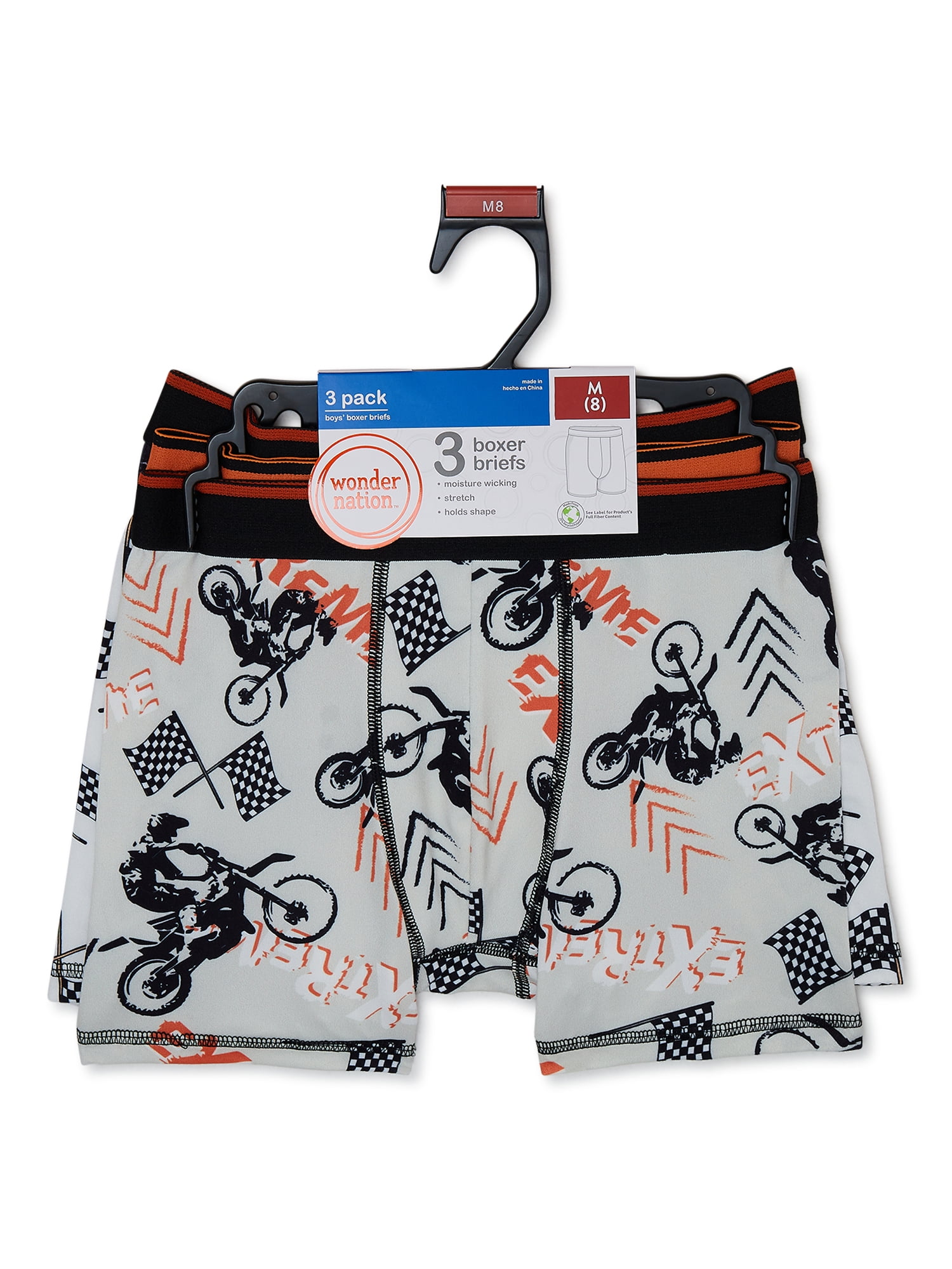 Wonder Nation Boys Boxer Brief Motocross Underwear, 3-Pack, Sizes S-XL ...