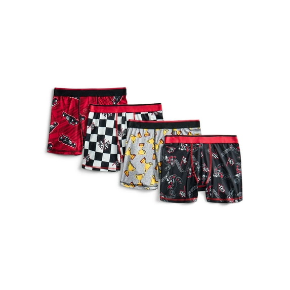 Wonder Nation Boys Underwear Racing Print Boxer Briefs, 4-Pack, Sizes S ...