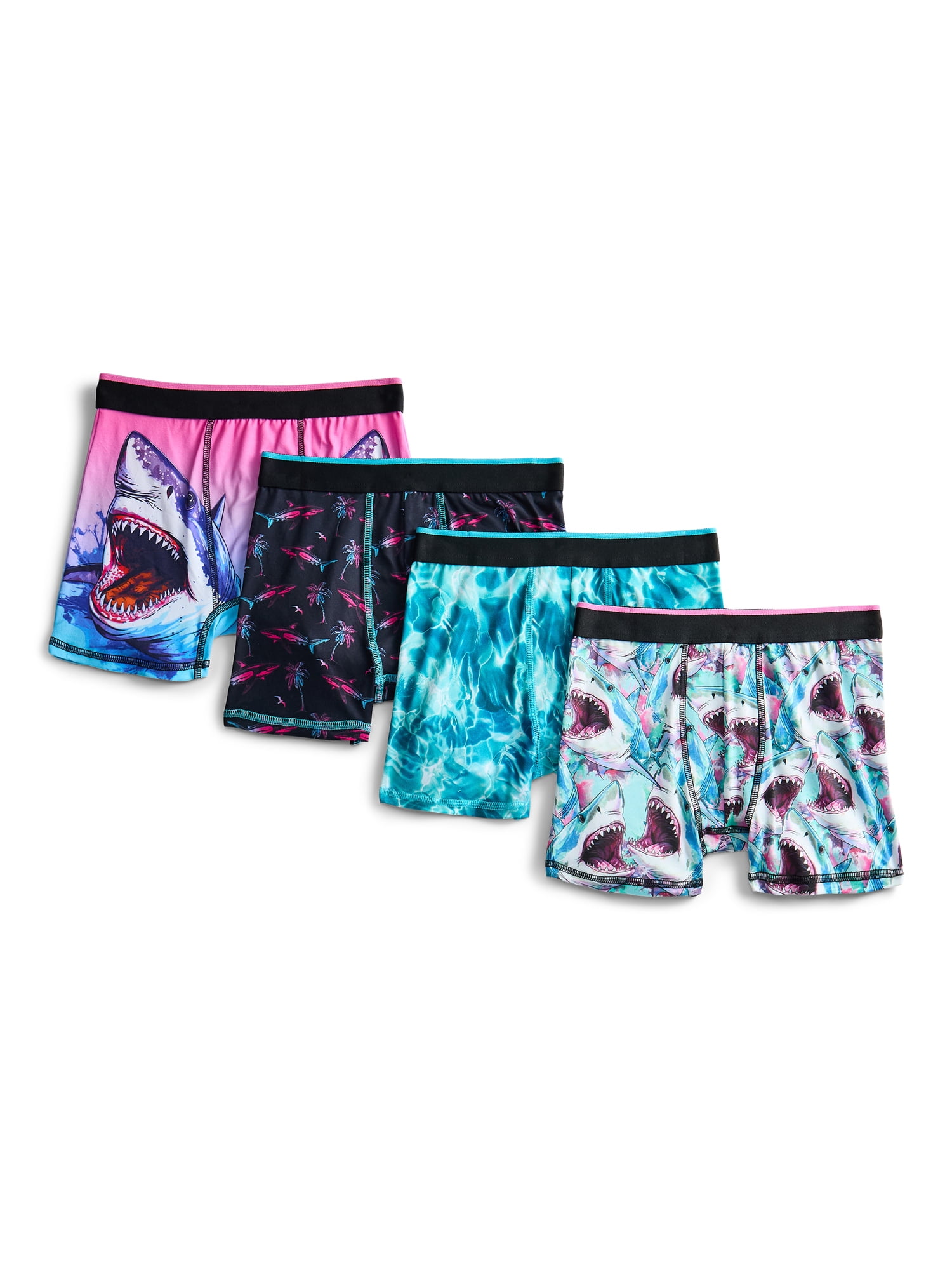 Wonder Nation Boys Underwear Shark Print Boxer Briefs, 4-Pack, Sizes S ...
