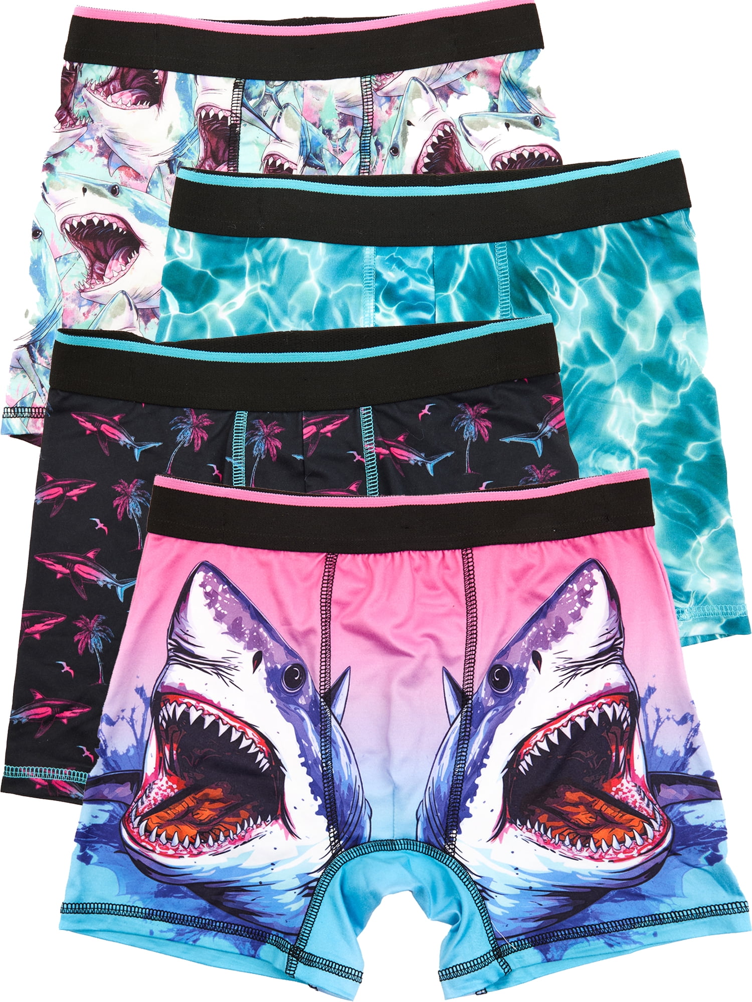 Wonder Nation Boys Boxer Brief Shark Underwear 4-Pack Sizes S-XL ...