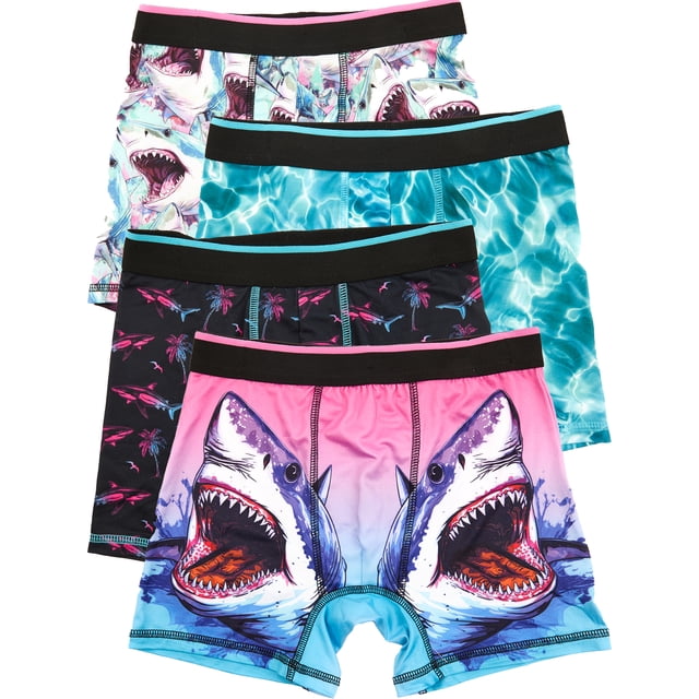 Wonder Nation Boys Boxer Brief Shark Underwear, 4-Pack, Sizes S-XL ...