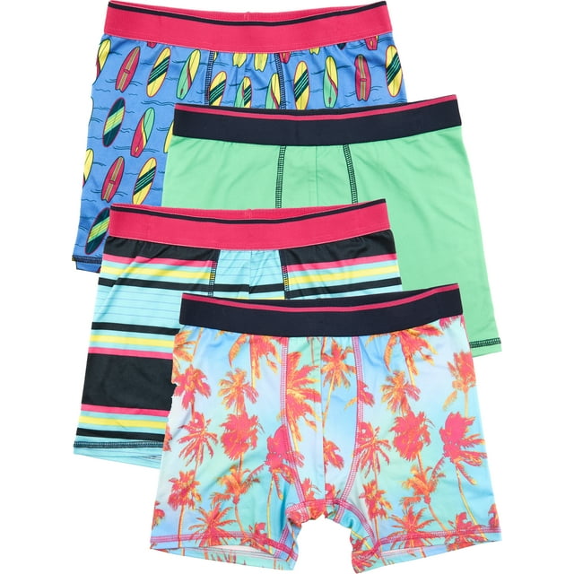 Wonder Nation Boys Boxer Brief Tropical Underwear, 4-Pack, Sizes S-XL ...