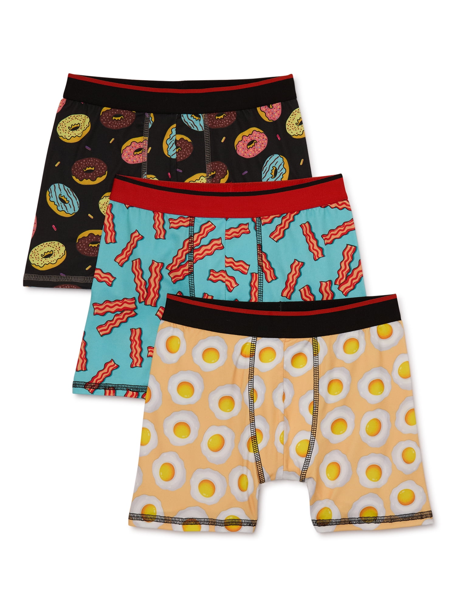 Wonder Nation Boys’ Breakfast Boxer Brief Underwear, 3-Pack, Sizes S-XL ...