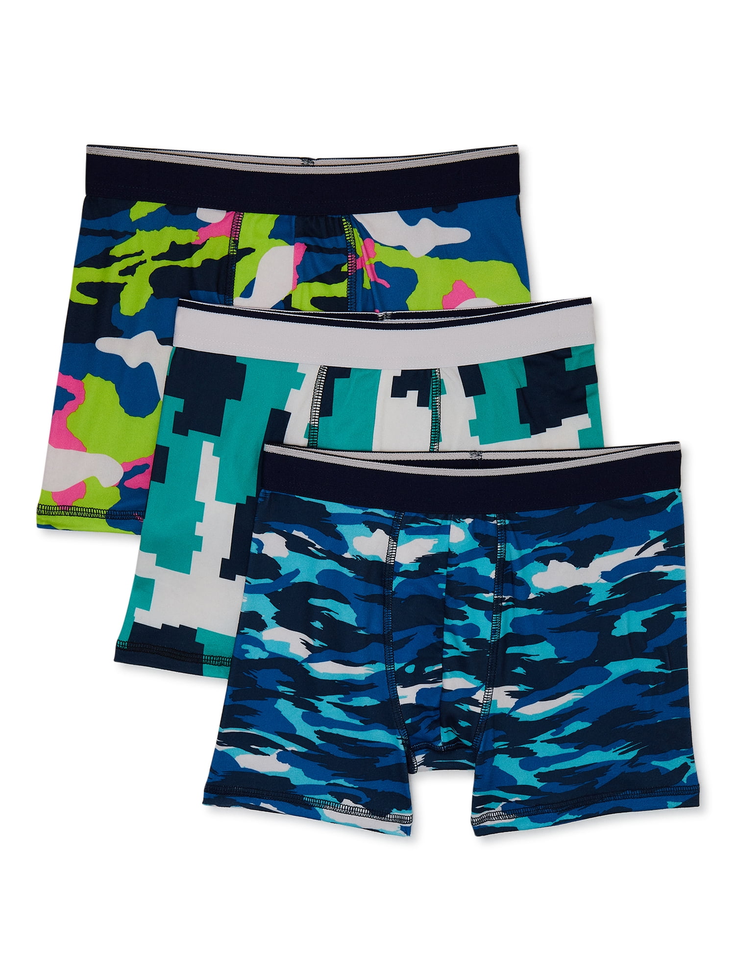 Wonder Nation Boys Breathable Polyester Boxer Brief Underwear, Blue (3 ...