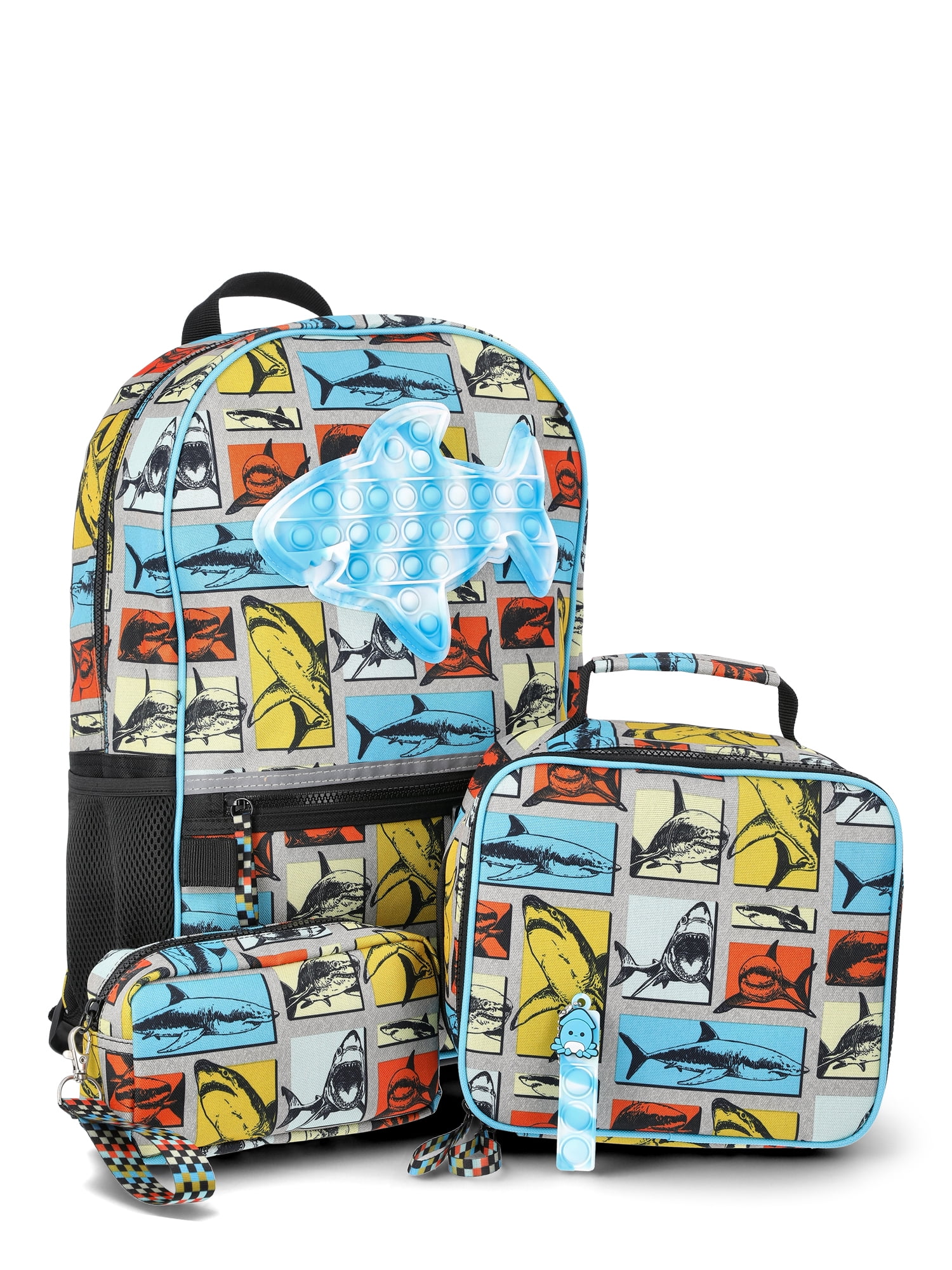 Wonder Nation Boys Colorblock Sharks 17" Laptop Backpack and Lunch Bag ...