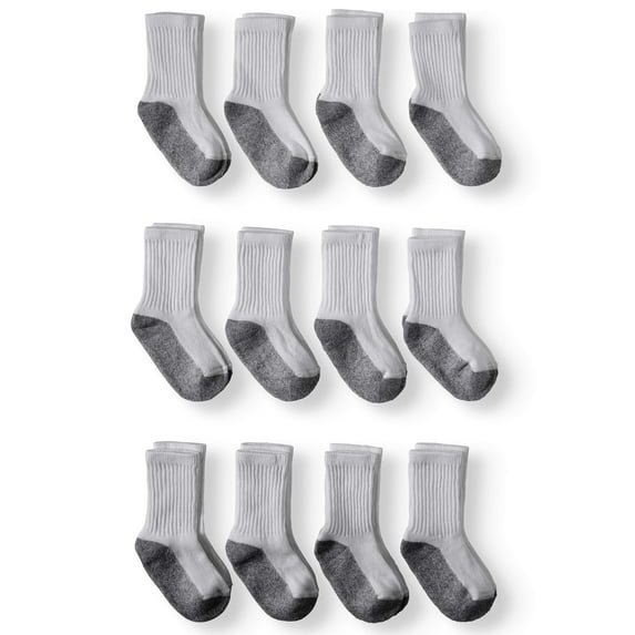 Wonder Nation Boys Durable Cotton Crew Socks, White (12 Pack) - Walmart.com