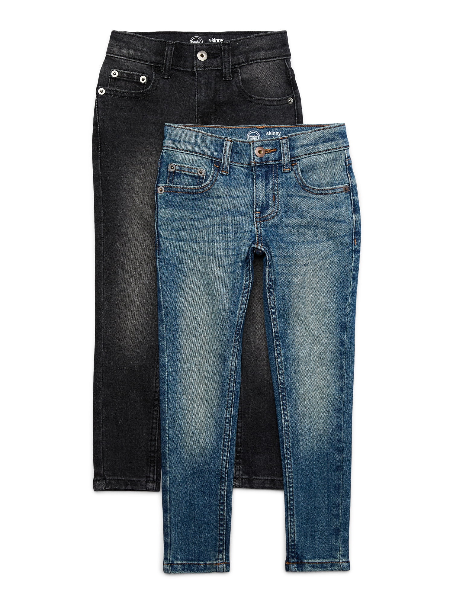 Wonder Nation Boys Fashion Skinny Denim Jeans - 2 Pack, Sizes 4-18 and Husky - Walmart.com