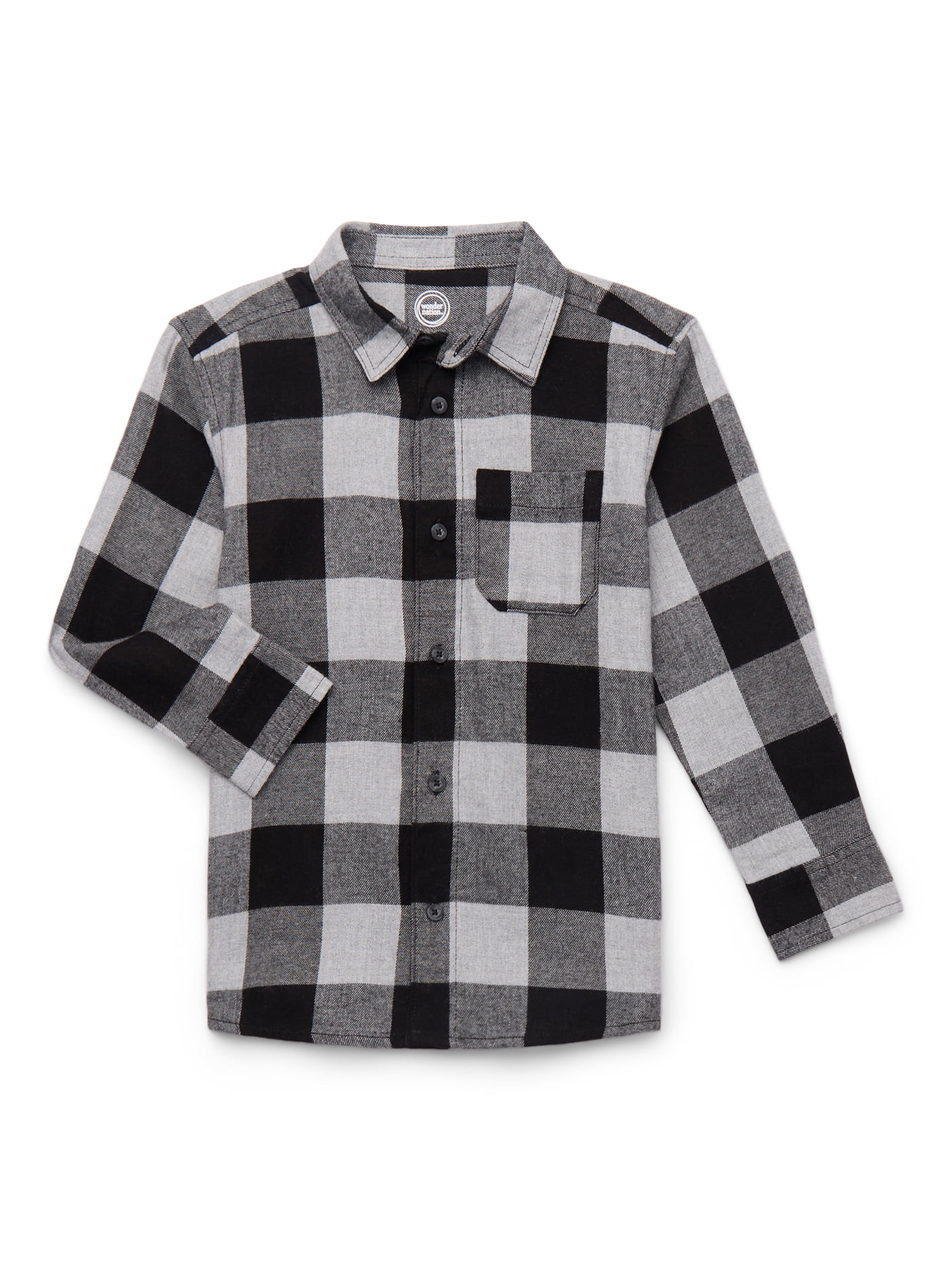 Wonder Nation Boys' Long Sleeve Flannel Shirt, Sizes 4-18 & Husky ...