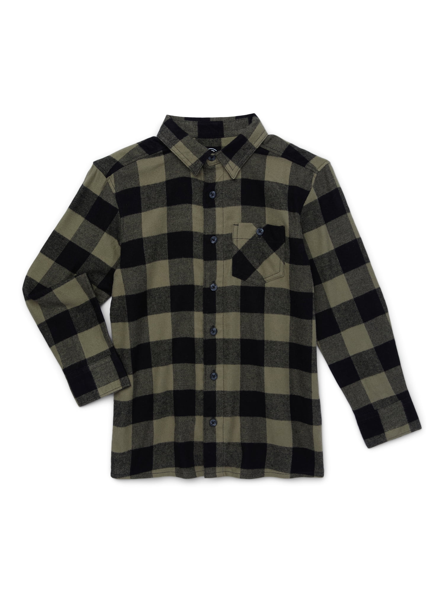 Wonder Nation Boys Long Sleeve Flannel Shirt, Sizes 4-18 & Husky ...