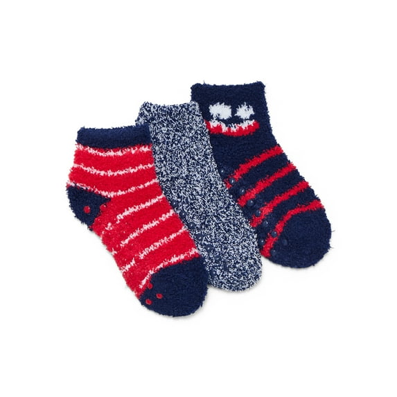 Wonder Nation Boys Funny Face Icon Cozy Ankle Socks, 3-Pack, Size M ...