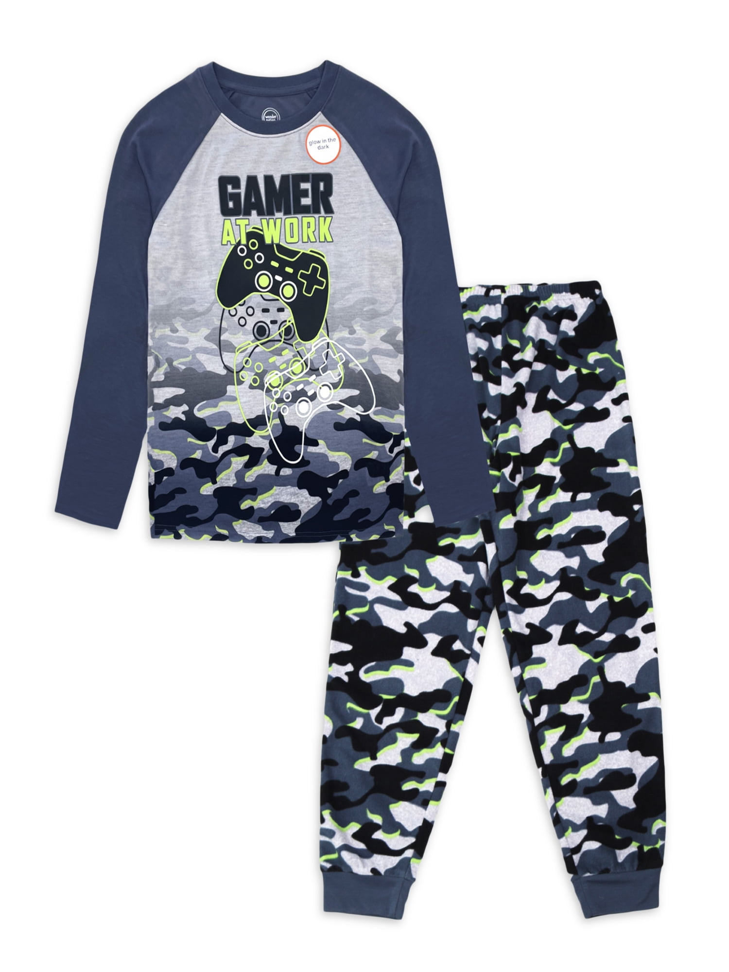 Wonder Nation Boys Gamer Pajama Set, 2 Piece, Sizes 4-18 & Husky ...