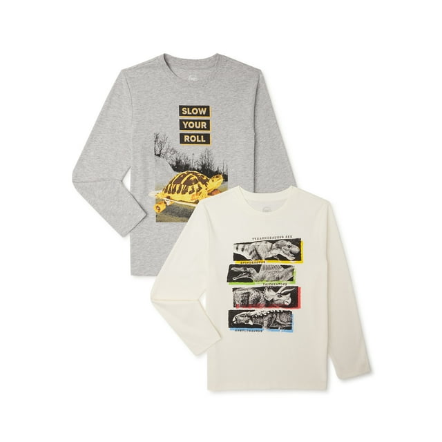 Wonder Nation Boys Graphic Long Sleeve T-Shirts, 2-Pack, Sizes 4-18 & Husky - Walmart.com
