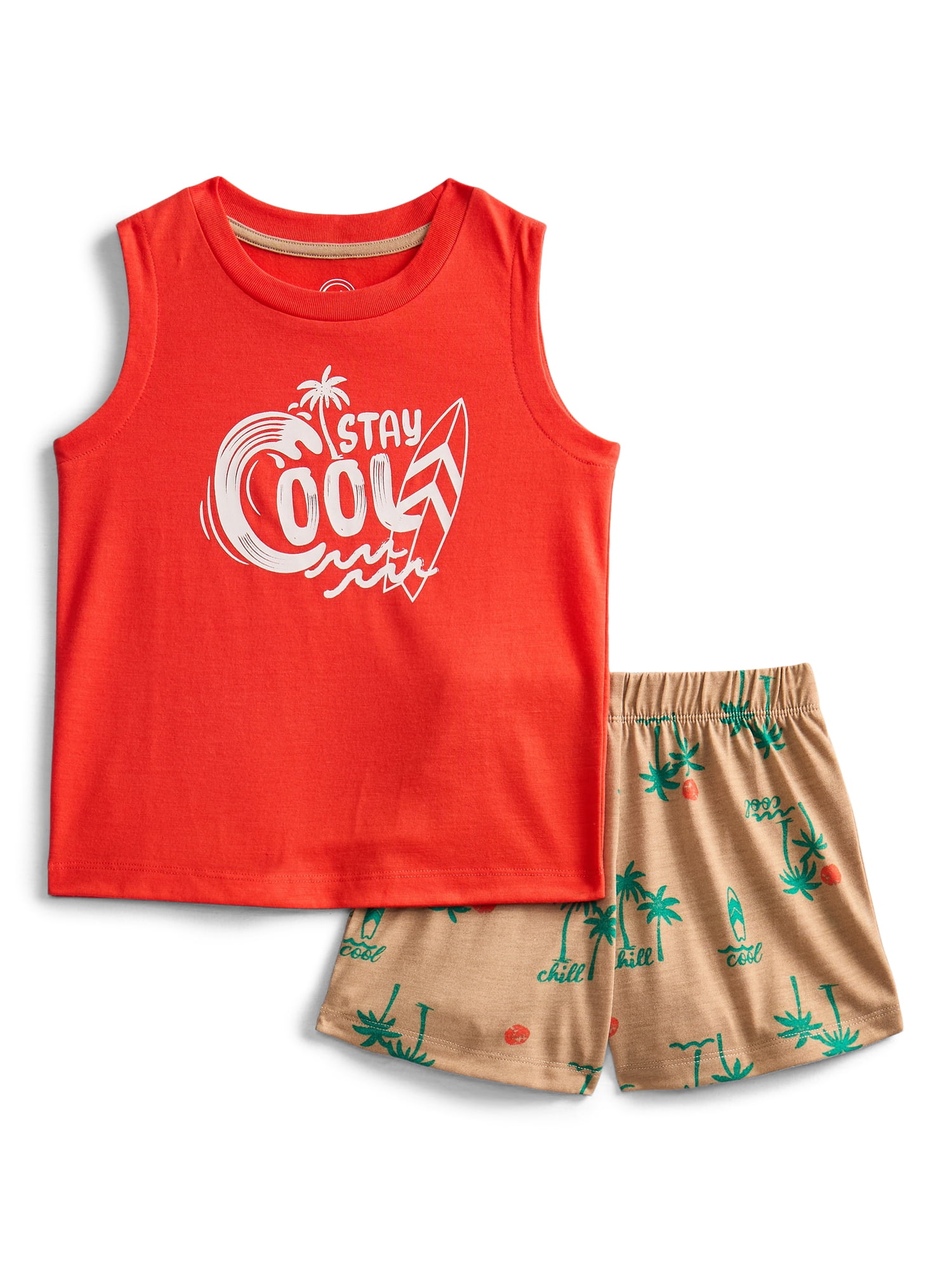 Wonder Nation Boys Graphic Tank Top and Shorts Sleep Set, 2-Piece ...