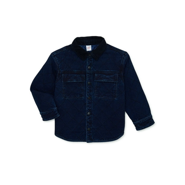 Wonder Nation Boys Heavyweight Quilted Denim Shirt Jacket, Sizes 4-18 ...