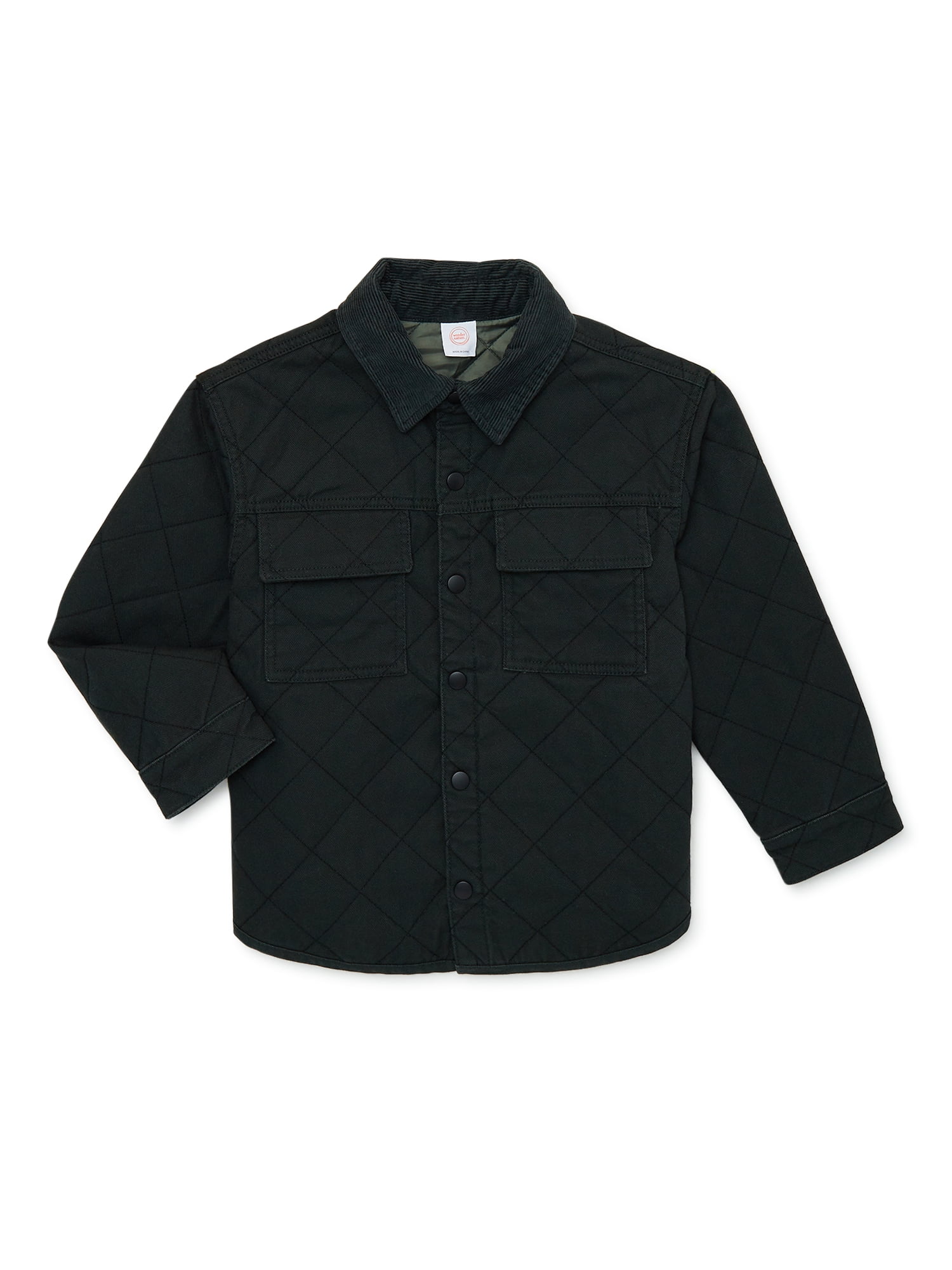 Wonder Nation Boys Heavyweight Quilted Denim Shirt Jacket, Sizes 4-18 ...