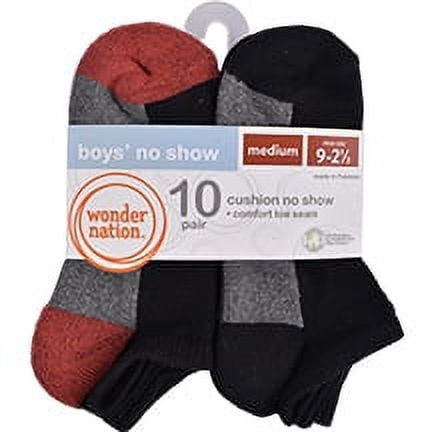 Wonder Nation Boys Heel Toe Contrast No Show Socks, 10 Pack, Sizes S-L ...