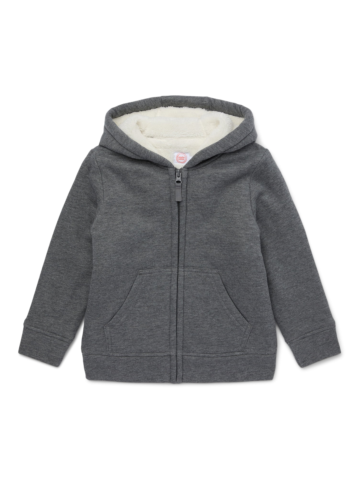 Wonder Nation Boys Kid Tough Zip Hoodie with Faux Shearling Lining ...