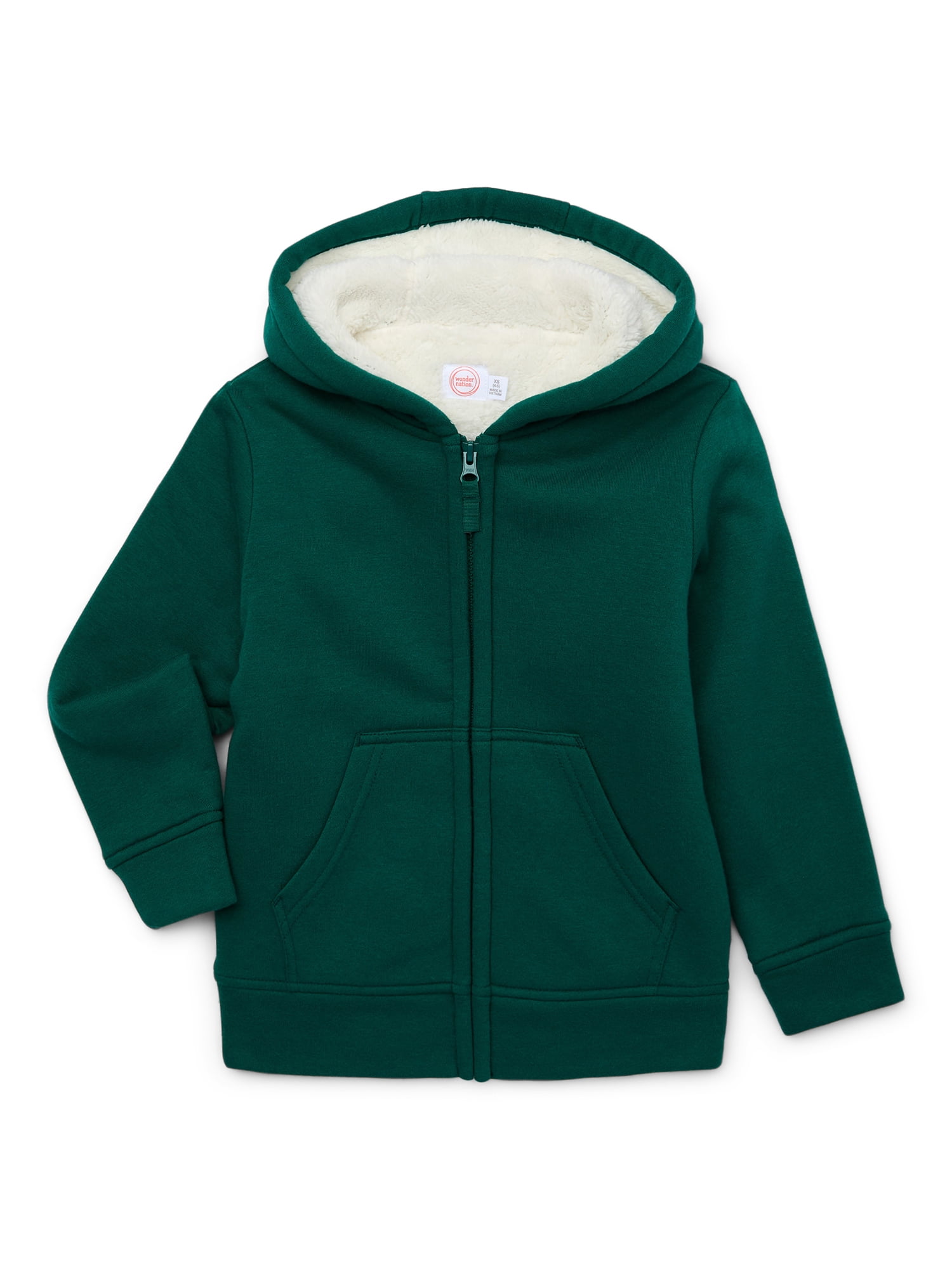 Wonder Nation Boys Kid Tough Zip Hoodie with Faux Shearling Lining ...