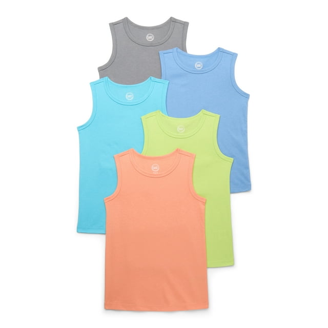 Wonder Nation Boys' Kid Tough Tank Top, 5-Pack, Sizes XS-XXL & Husky ...