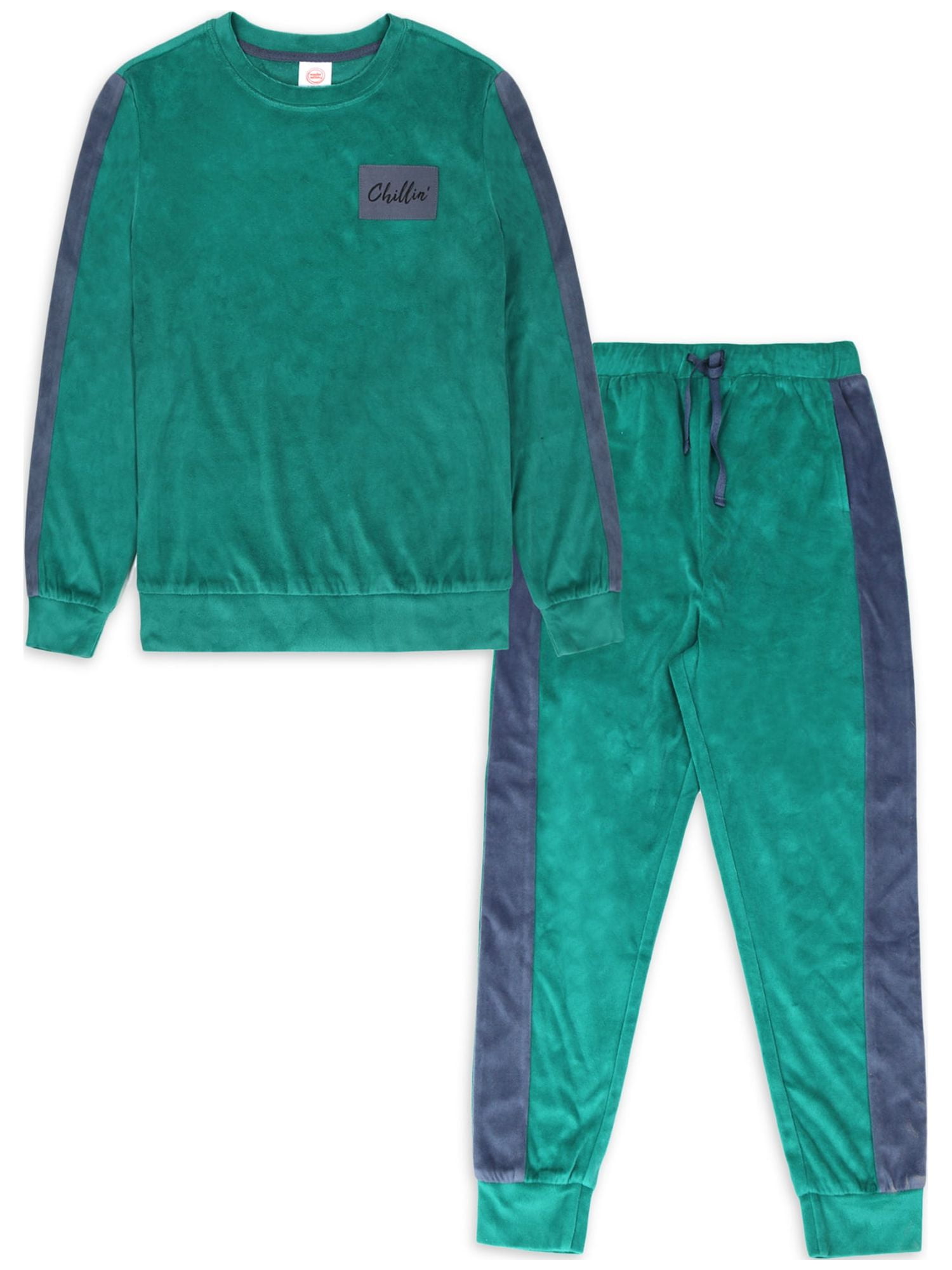 Wonder Nation Boys Long Sleeve Color Block Chillin Pajamas Pants Set, 2 ...